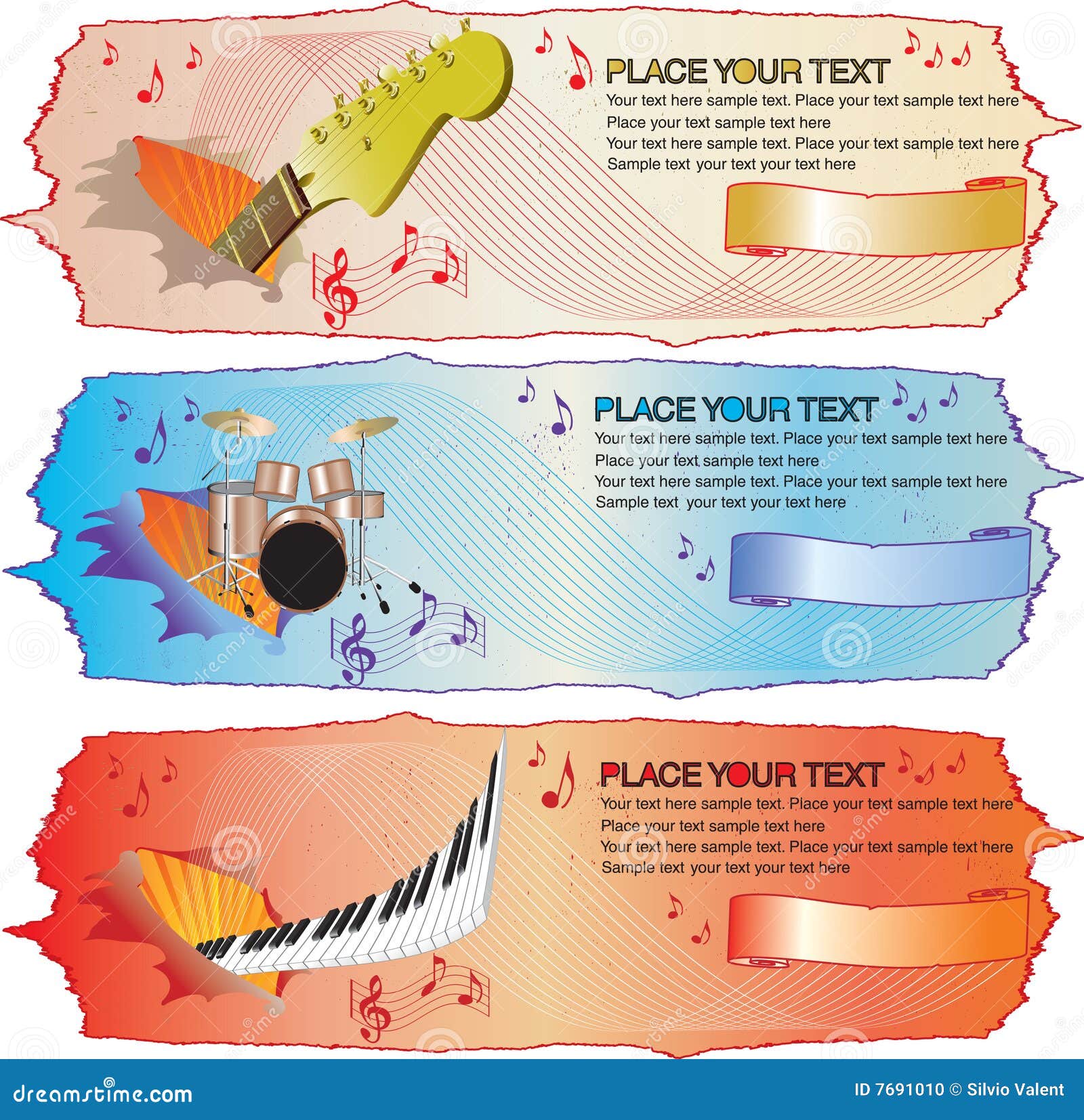 Bandera musical ilustración del vector. Ilustración de psicodélico ...