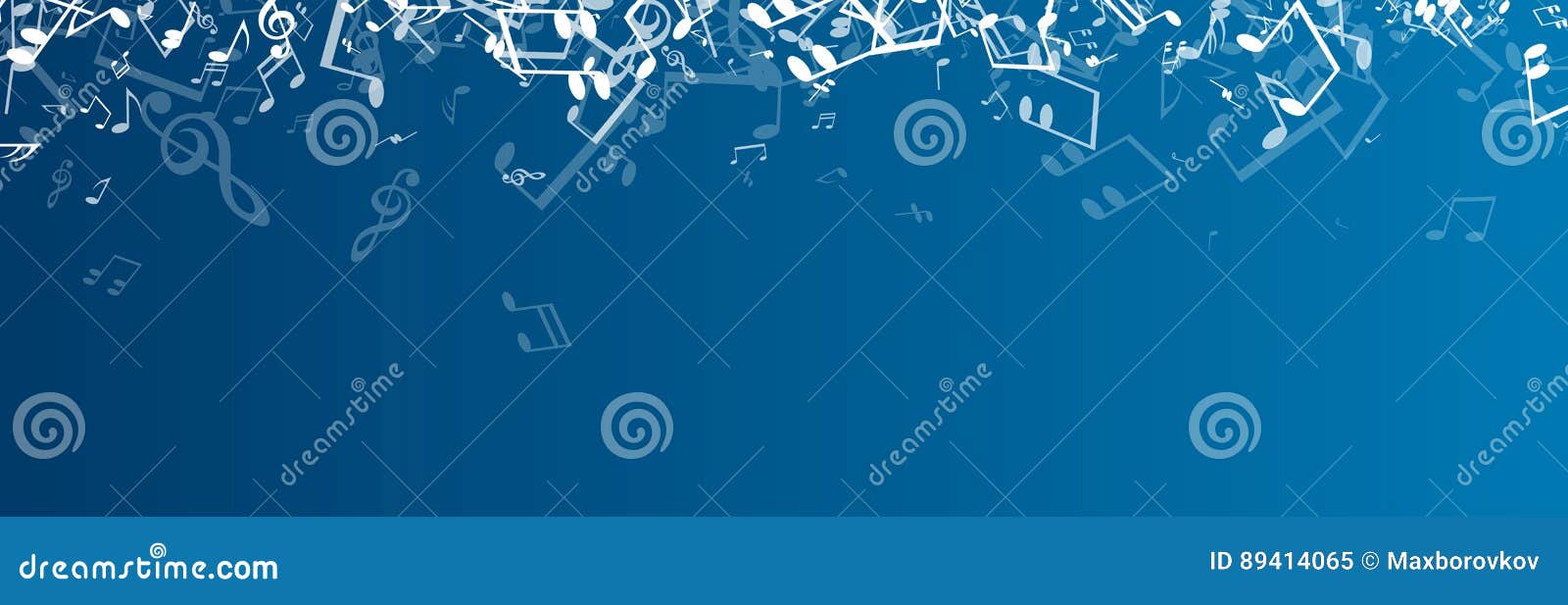 Bandera Musical Azul Con Las Notas Ilustración del Vector - Ilustración ...
