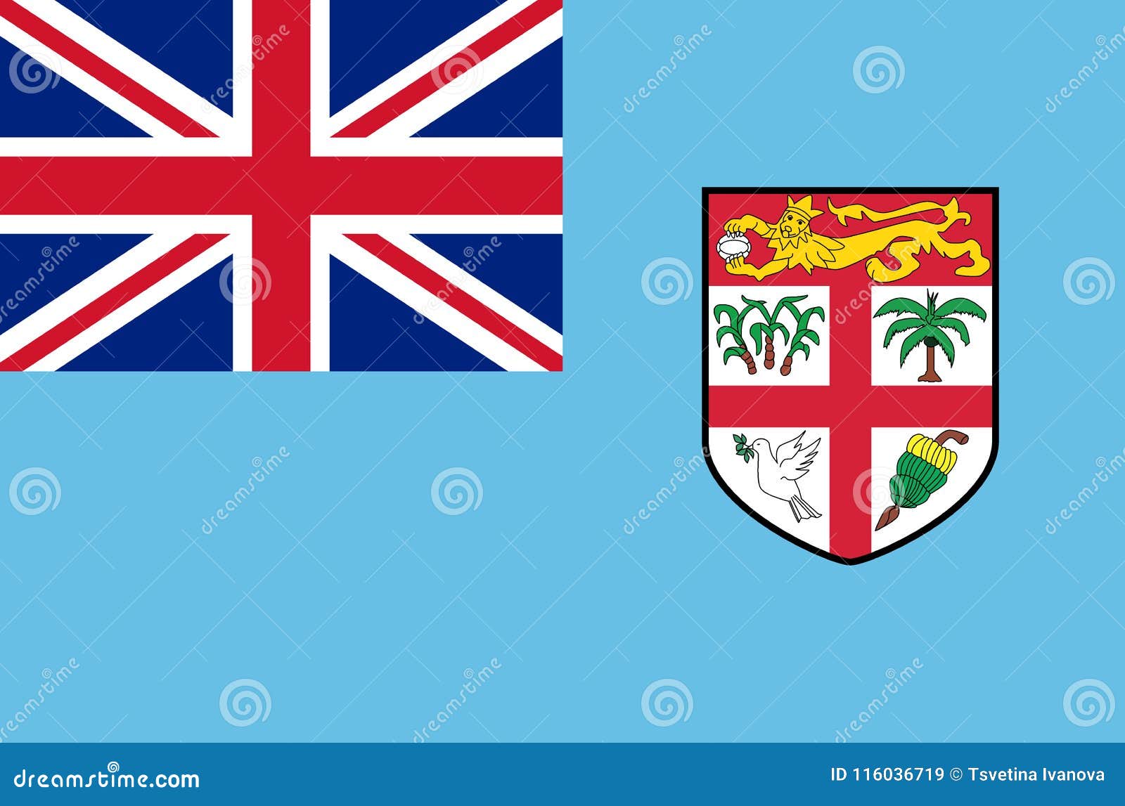 Bandera Nacional Del Fijian Bandera Oficial De Los Colores Exactos De