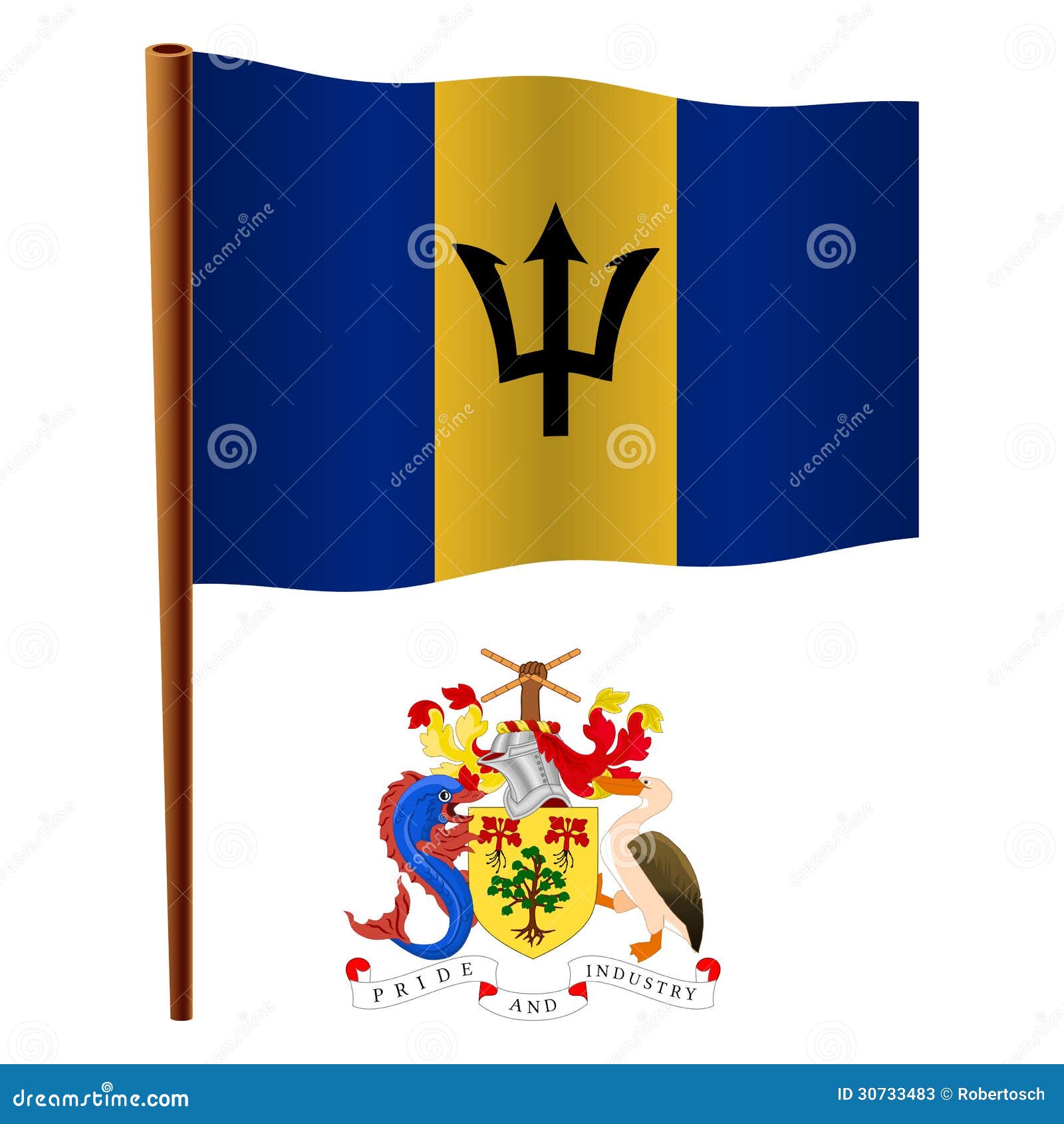 Bandera Ondulada De Barbados Ilustración del Vector - Ilustración de ...