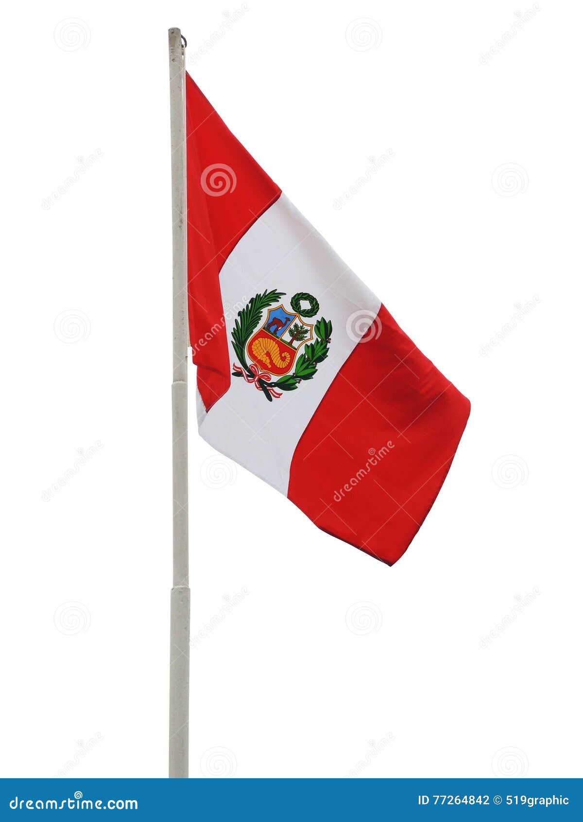 Bandera peruana en polo foto de archivo. Imagen de patriotismo - 77264842