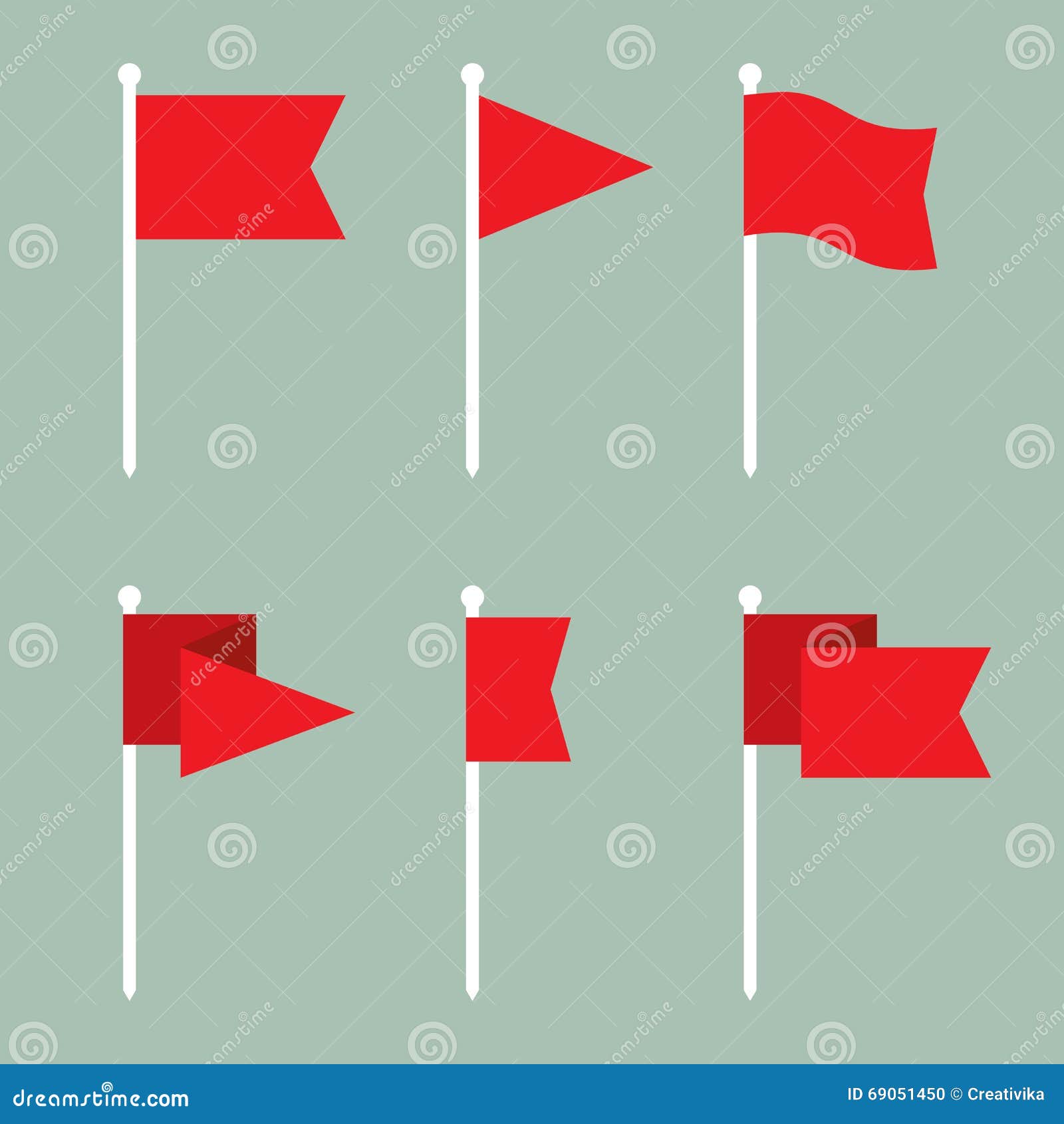 Bandera Pin Vector Flat Icon Set Ilustración del Vector - Ilustración ...