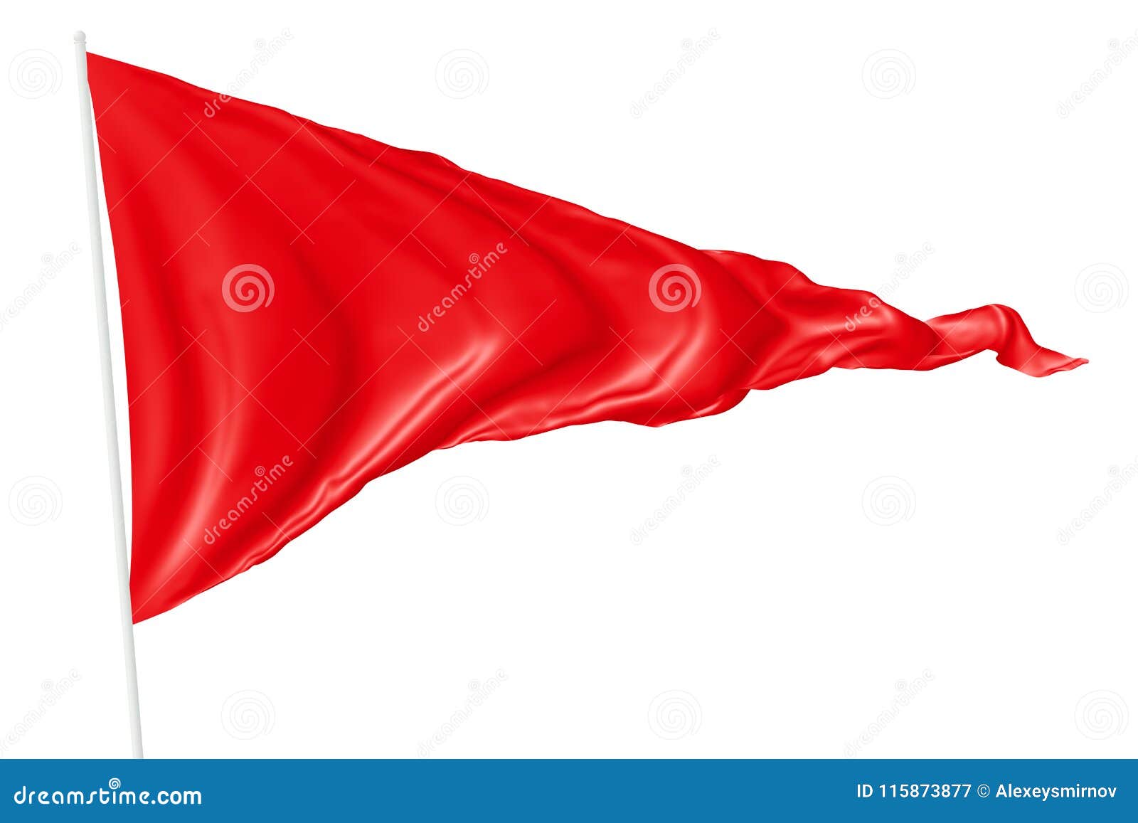 Bandera Roja Triangular Con La Asta De Bandera Stock de ilustración ...