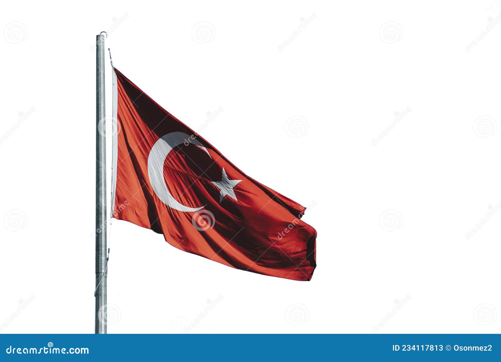 Bandera Turca Ondulada Aislada Con Fondo Blanco Stock de ilustración ...