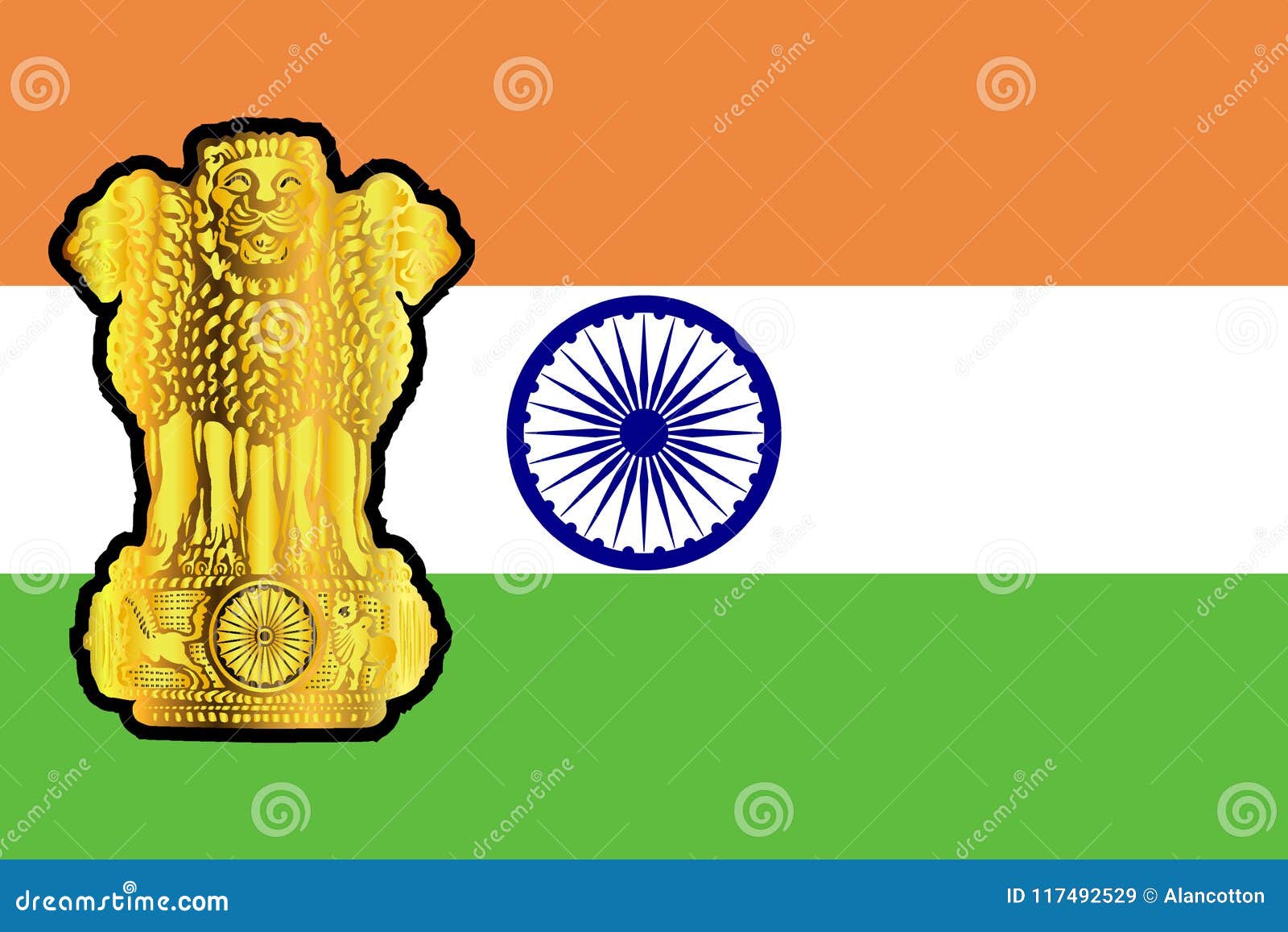 Bandera Y Emblema De La India Ilustración del Vector - Ilustración de ...