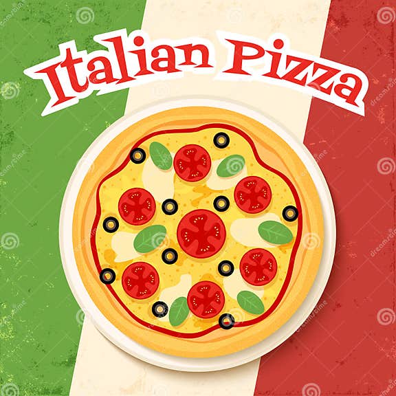 Bandera y pizza ilustración del vector. Ilustración de sabroso - 56454458