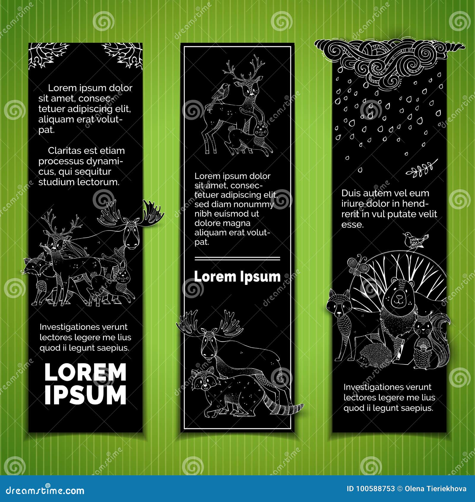 Banderas Animales Verticales Del Vector Fijadas Ilustración del Vector ...