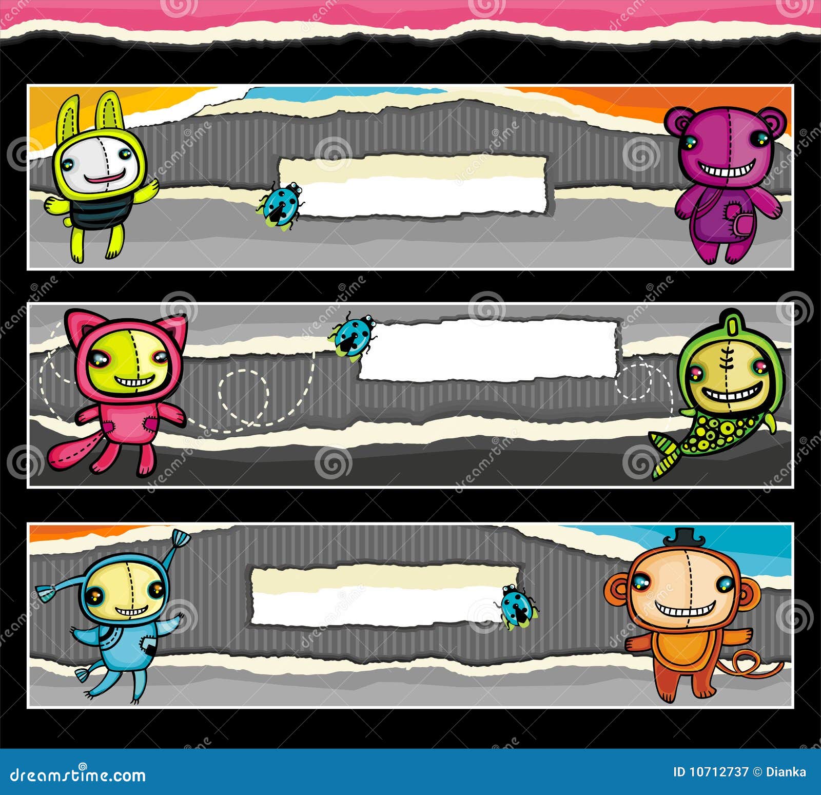 Banderas Animalistas Lindas Ilustración del Vector - Ilustración de ...