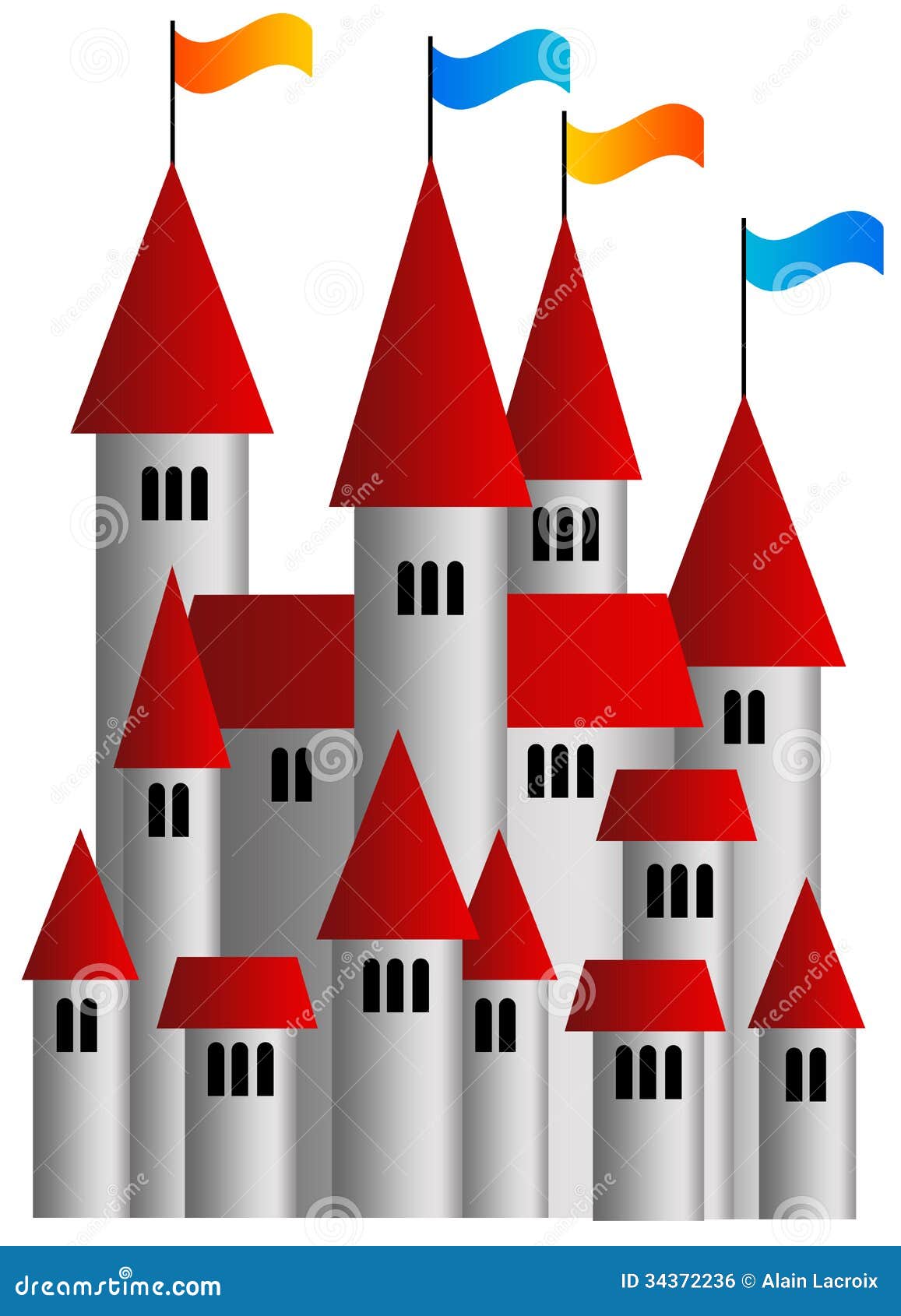 Banderas del castillo stock de ilustración. Ilustración de viejo - 34372236