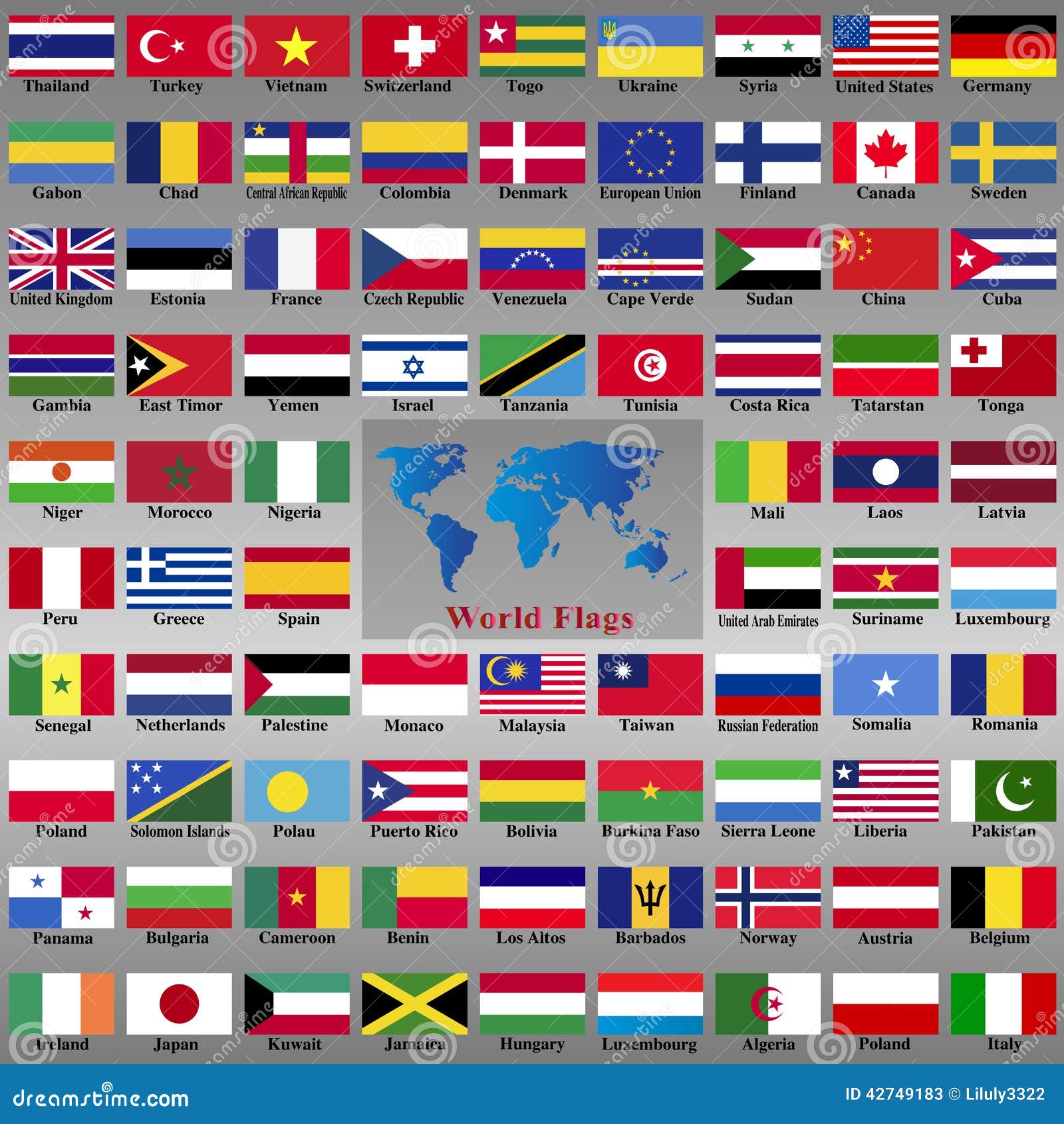 Banderas del mundo ilustración del vector. Ilustración de continente ...