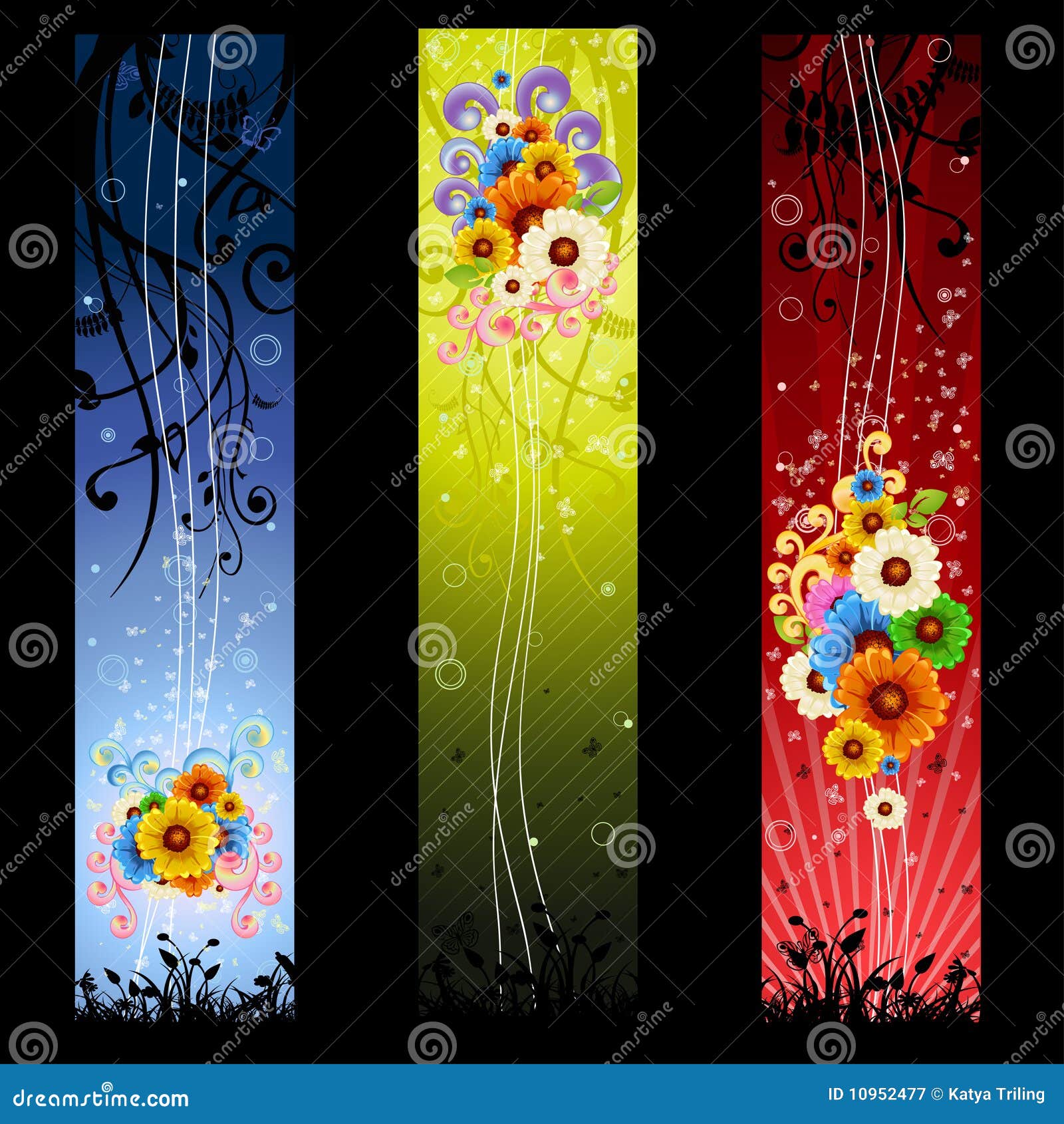 Banderas florales ilustración del vector. Ilustración de floral - 10952477