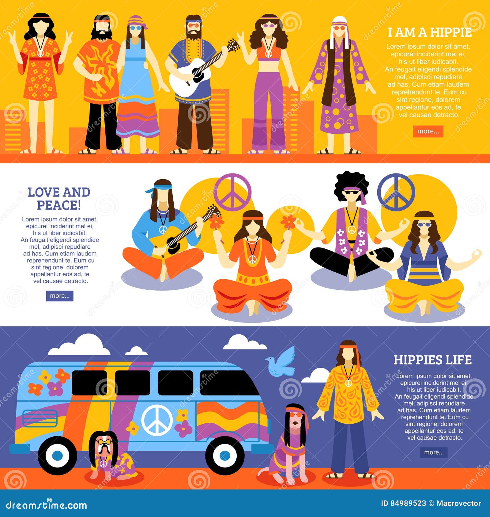 Banderas Horizontales Del Hippie Ilustración del Vector - Ilustración ...