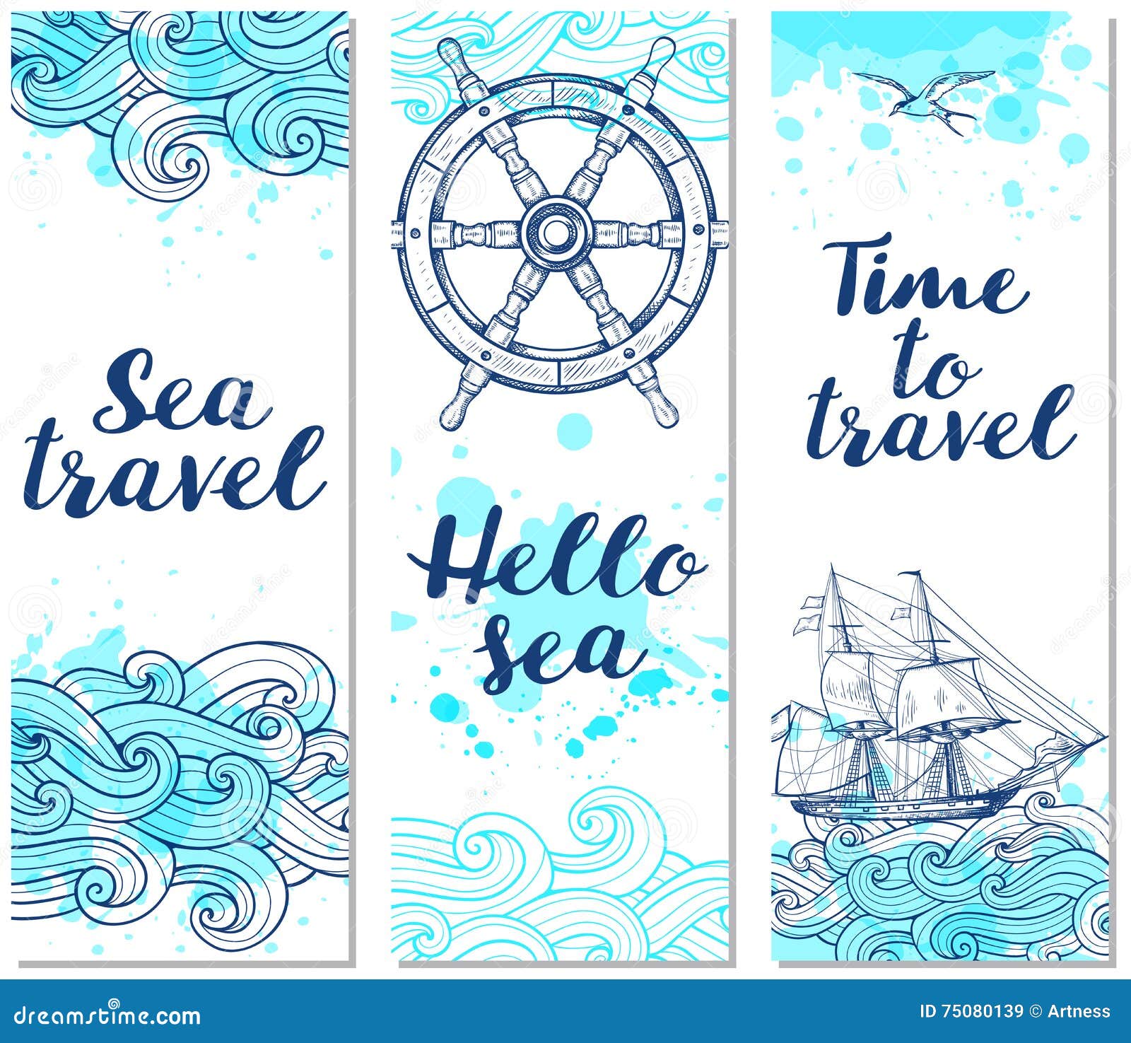 Banderas Marinas Verticales Azules Ilustración del Vector - Ilustración ...