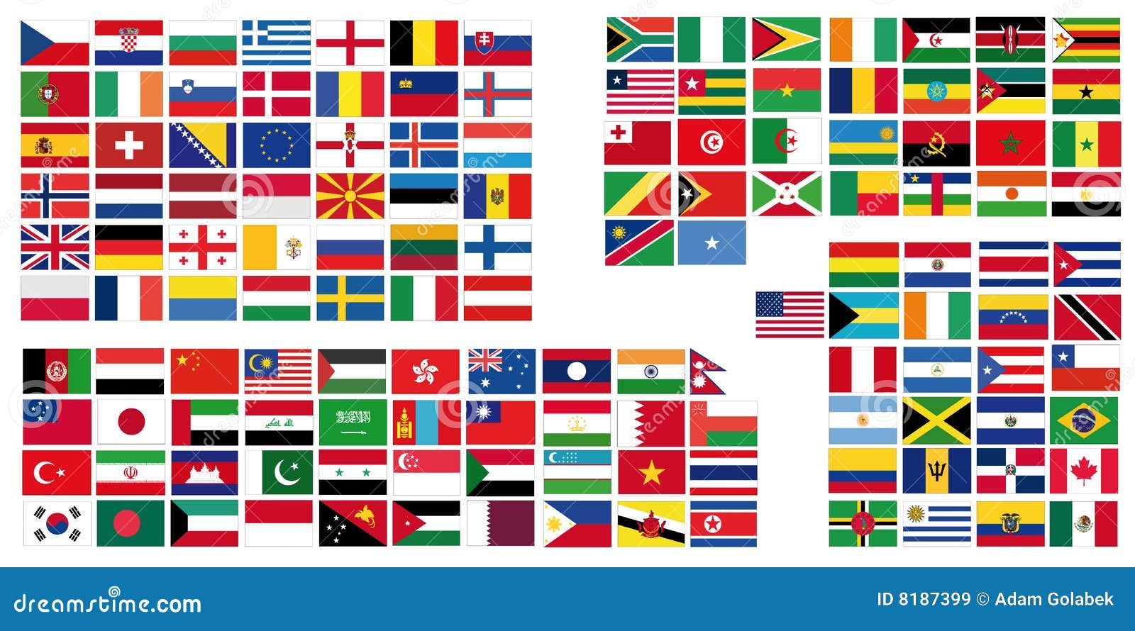 Banderas mundiales ilustración del vector. Ilustración de north - 8187399