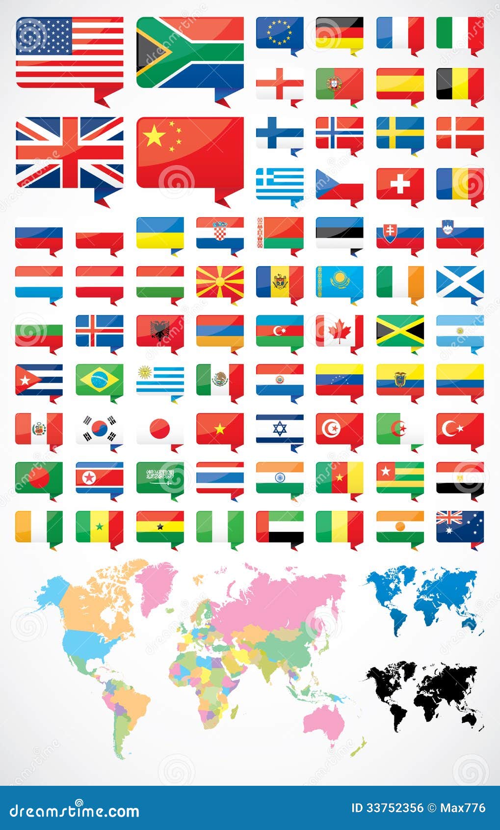 Banderas y mapa del mundo ilustración del vector. Ilustración de ...