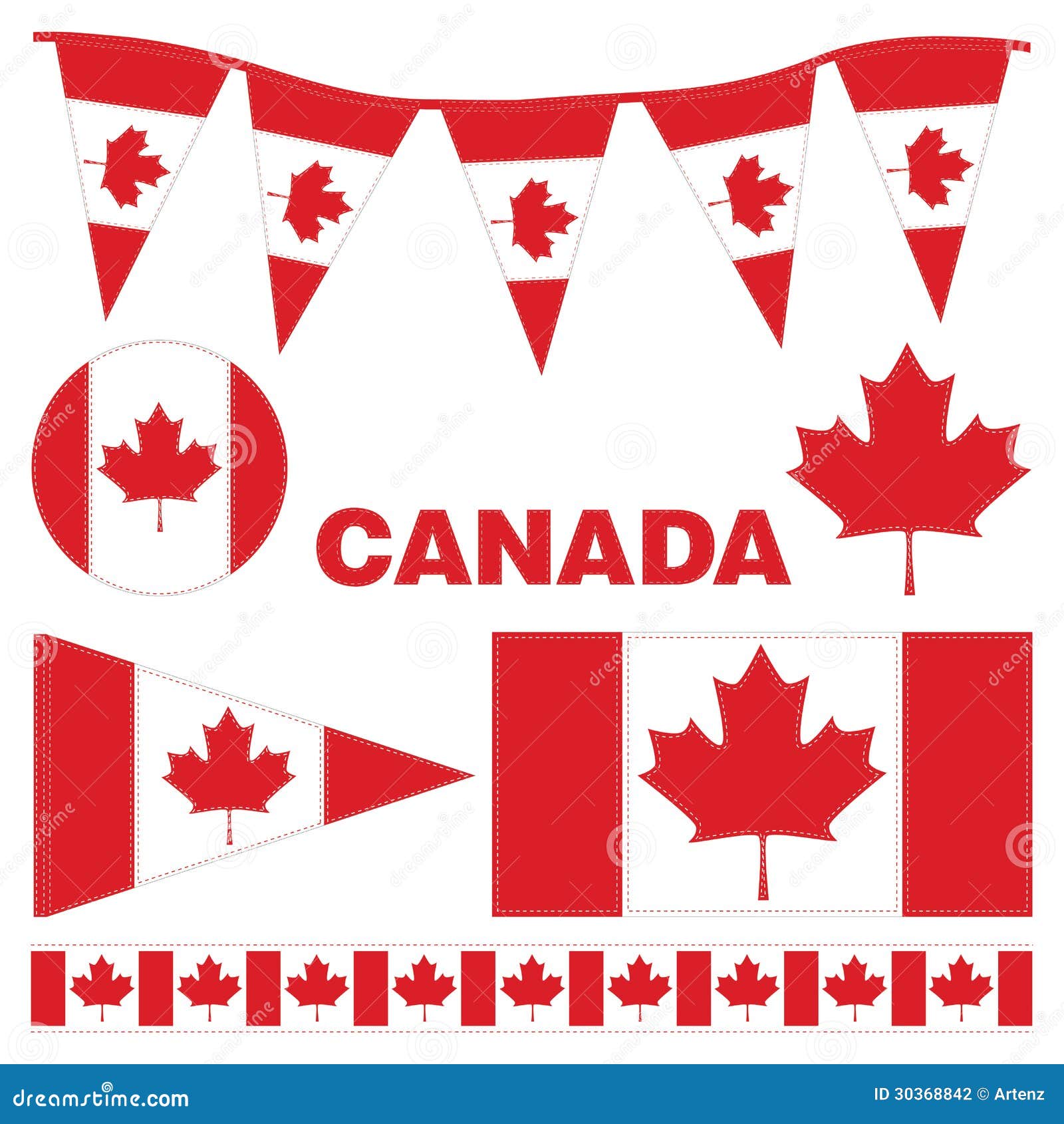 Banderines Y Banderas De Canadá Ilustración del Vector - Ilustración de ...