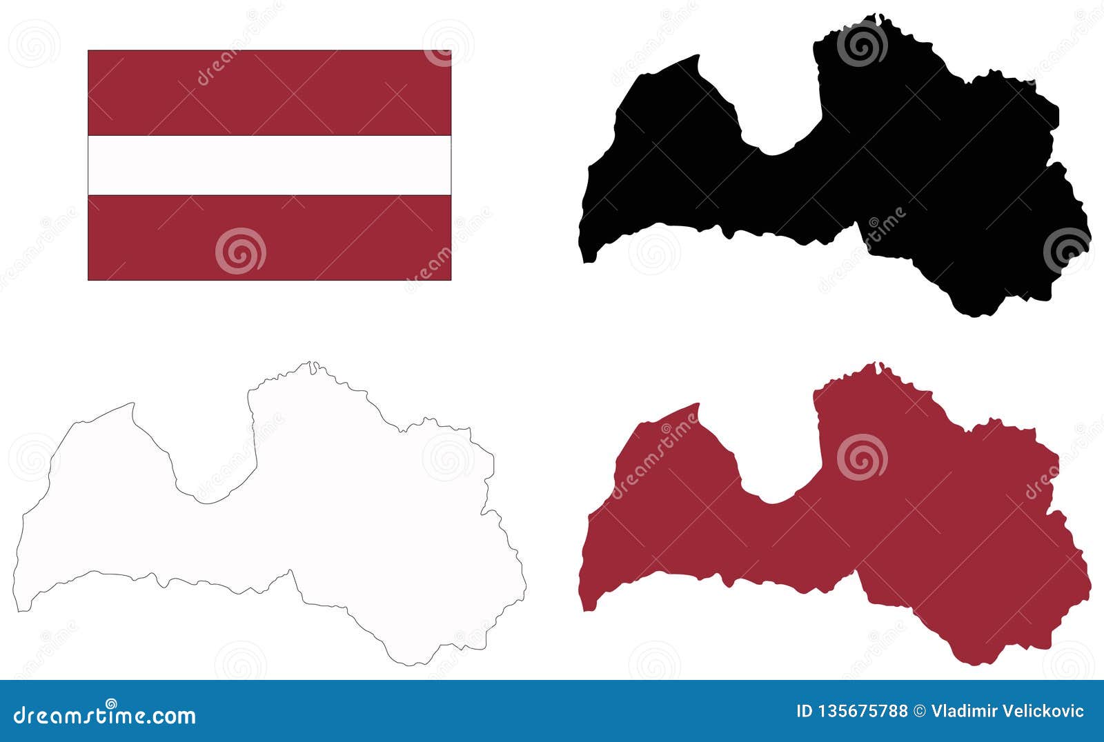 Bandiera Della Lettonia E Mappa - Repubblica Lettone Illustrazione ...