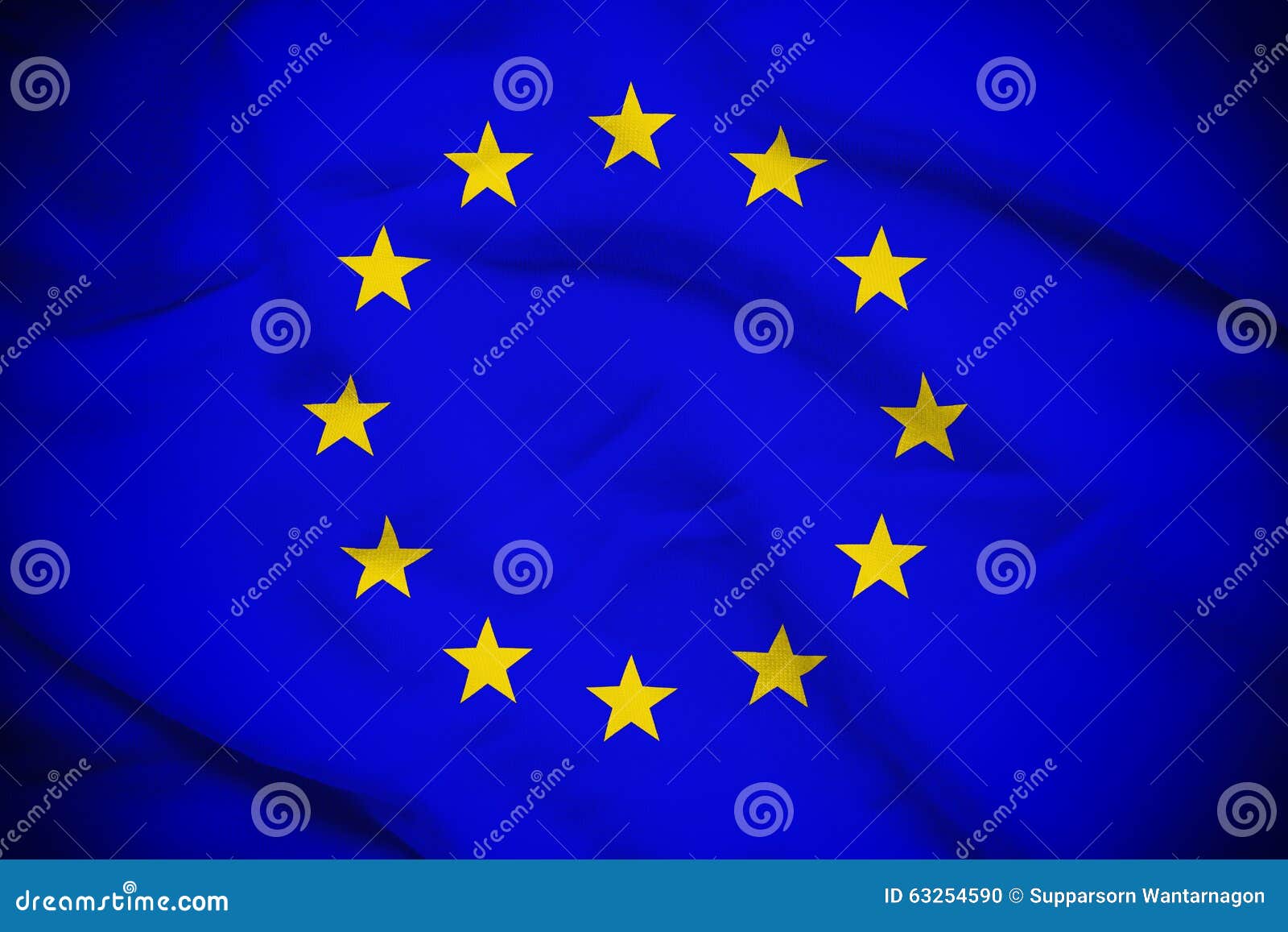 Bandiera di UE fotografia stock. Immagine di ondeggiamento - 63254590