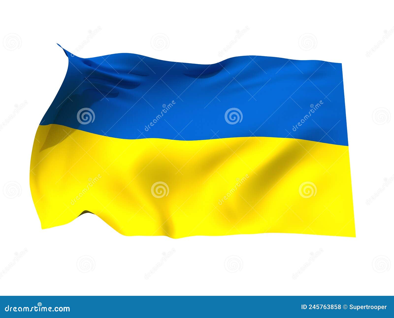Bandiera Nazionale Ucraina Che Sventola Isolata Su Sfondo Bianco