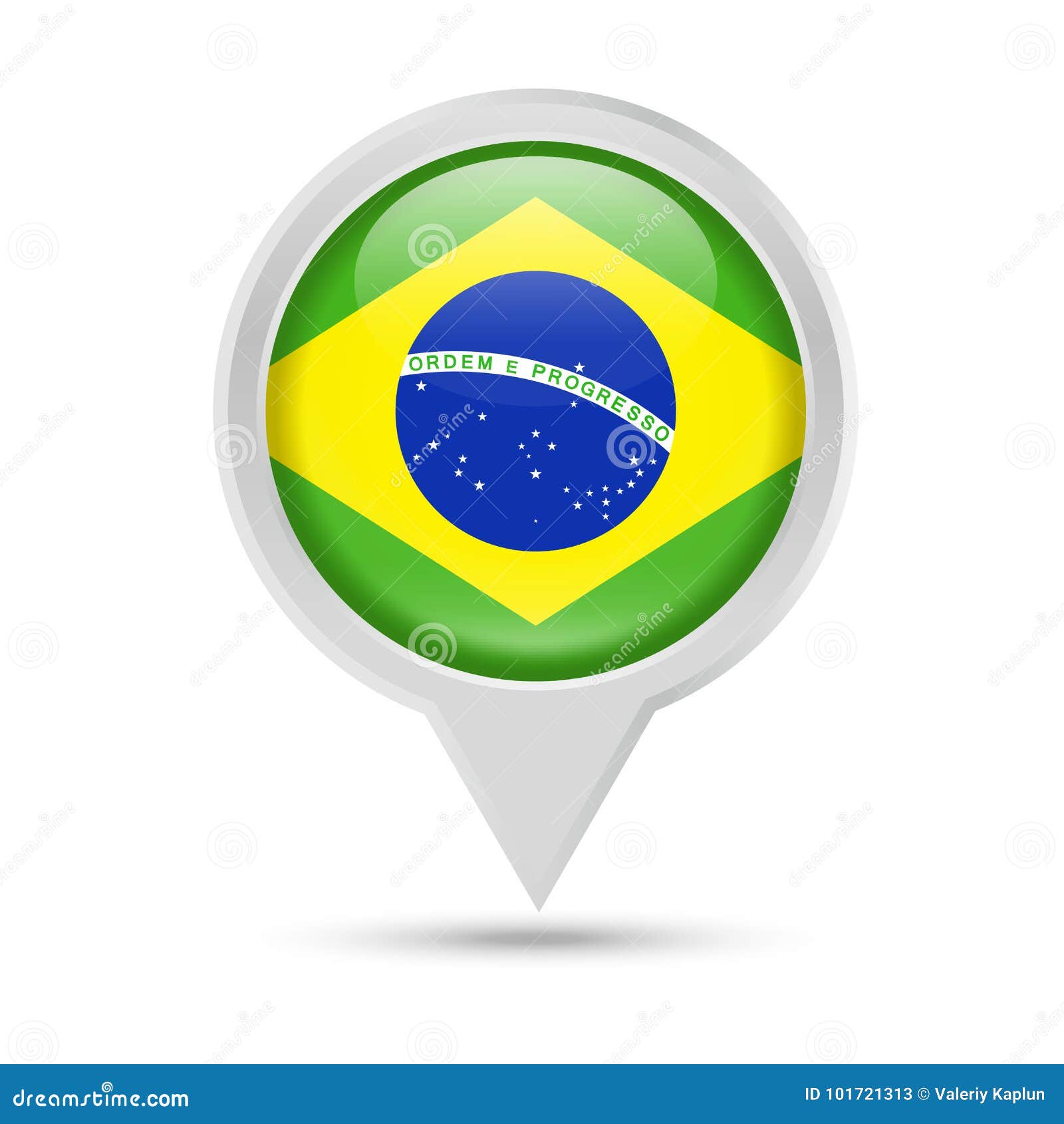 Bandiera Pin Vector Icon Rotondo Del Brasile Illustrazione di Stock ...