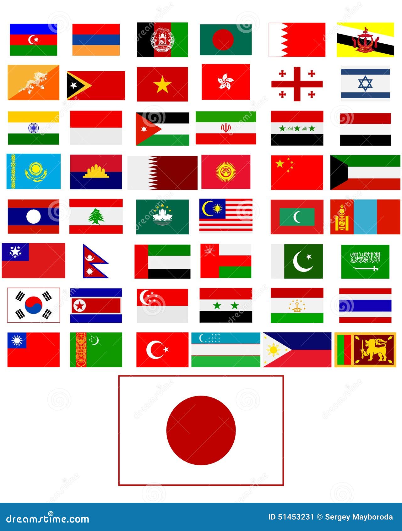 Bandiere Dei Paesi Dell'Asia Illustrazione Vettoriale - Illustrazione ...