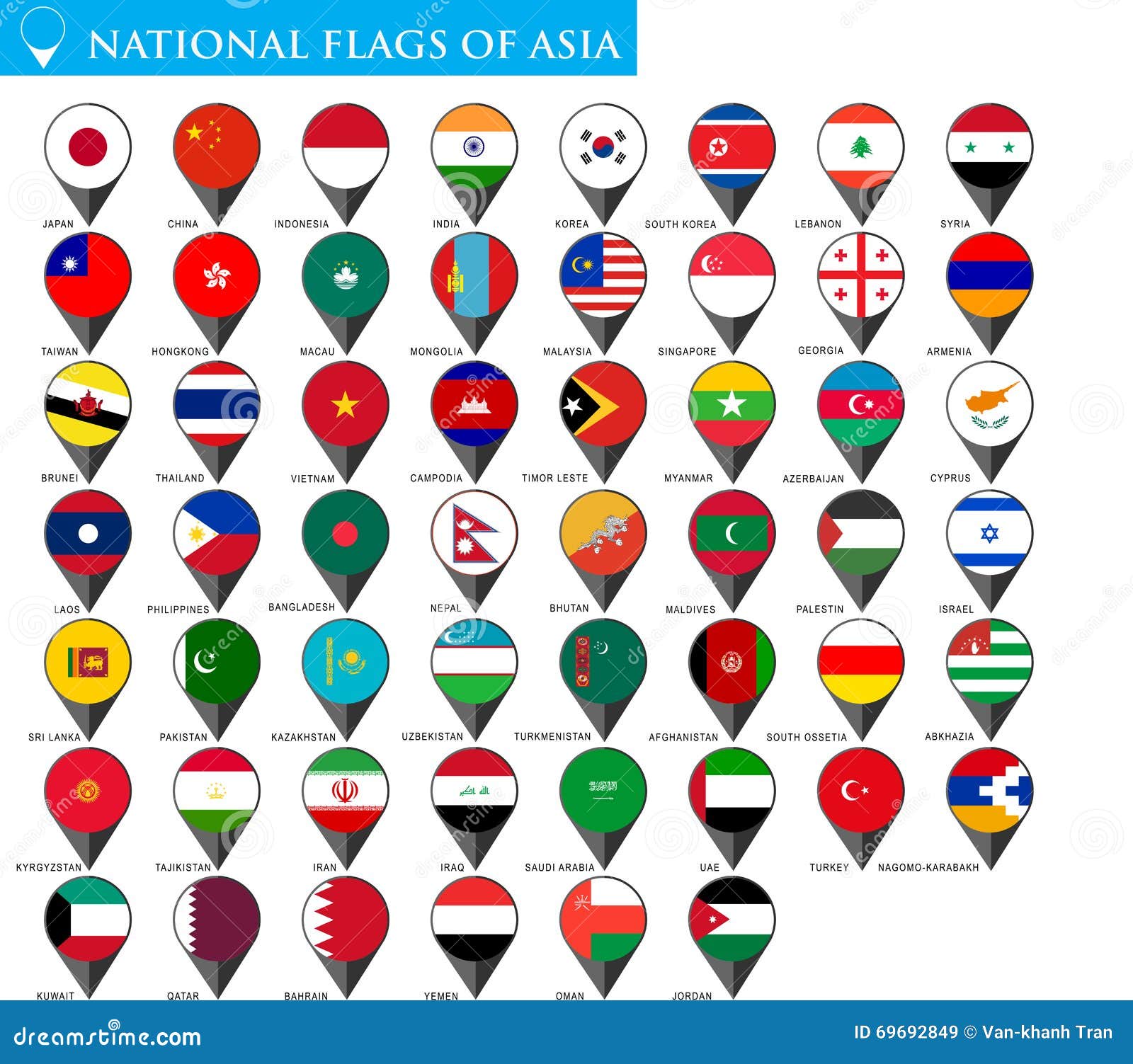 Bandiere Nazionali Dell'Asia Illustrazione Vettoriale - Illustrazione ...