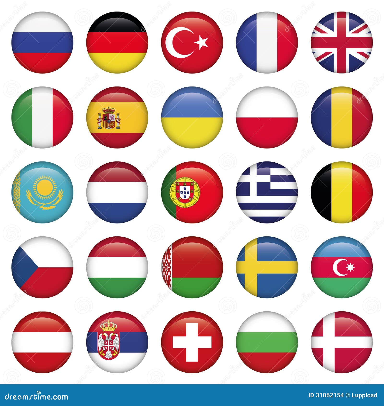 Bandiere Rotonde Delle Icone Europee Illustrazione Vettoriale ...