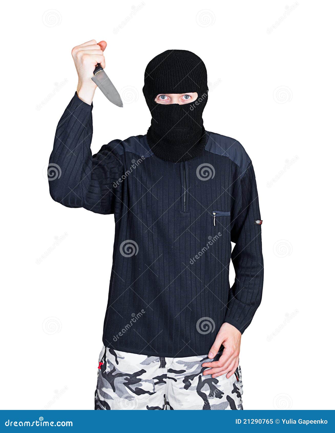 Bandiet in Zwart Masker Met Mes Stock Afbeelding - Image of mugger ...