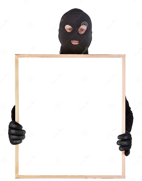 Bandit with empty frame stock image. Image of copy, adult - 31432057