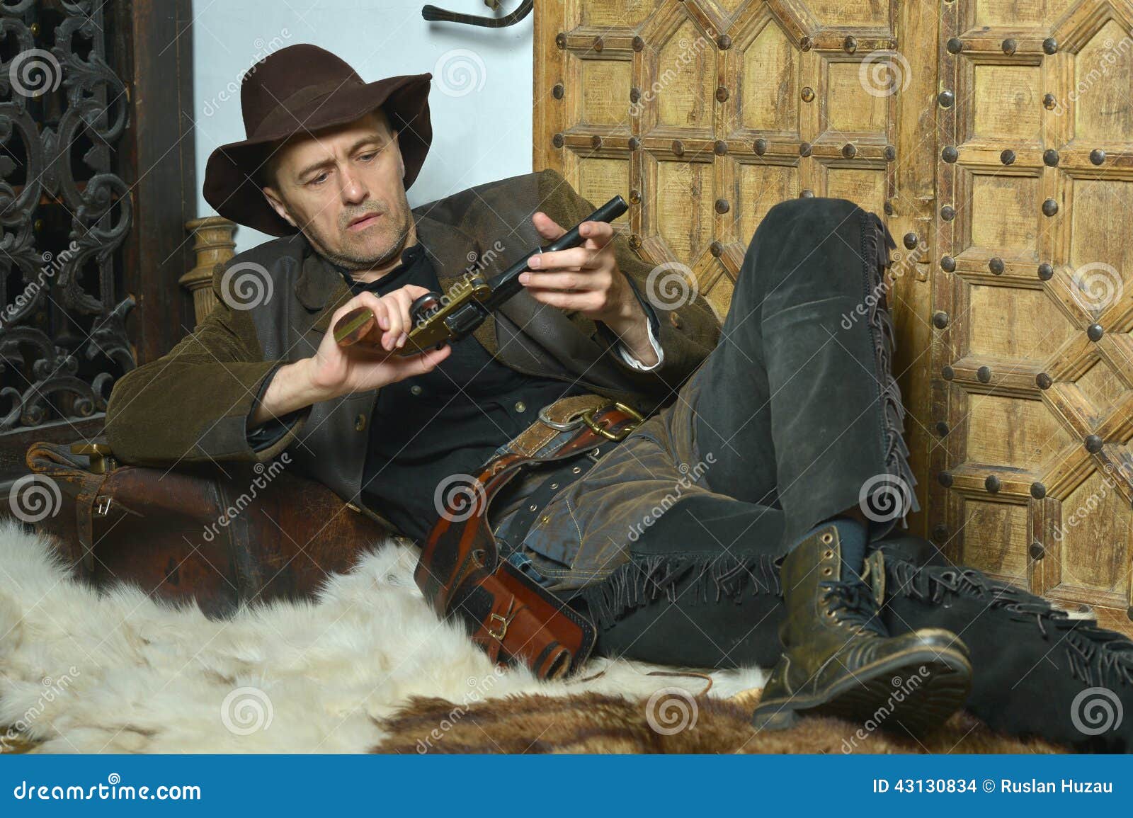 Bandit with gun stock photo. Image of bandit, clothing - 43130834