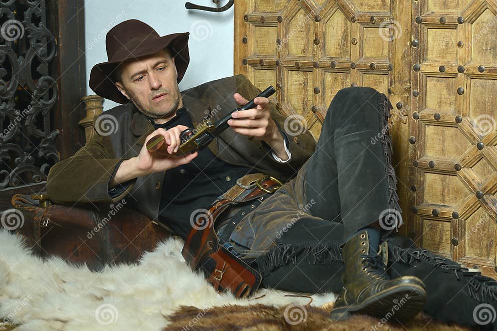 Bandit with gun stock photo. Image of bandit, clothing - 43130834