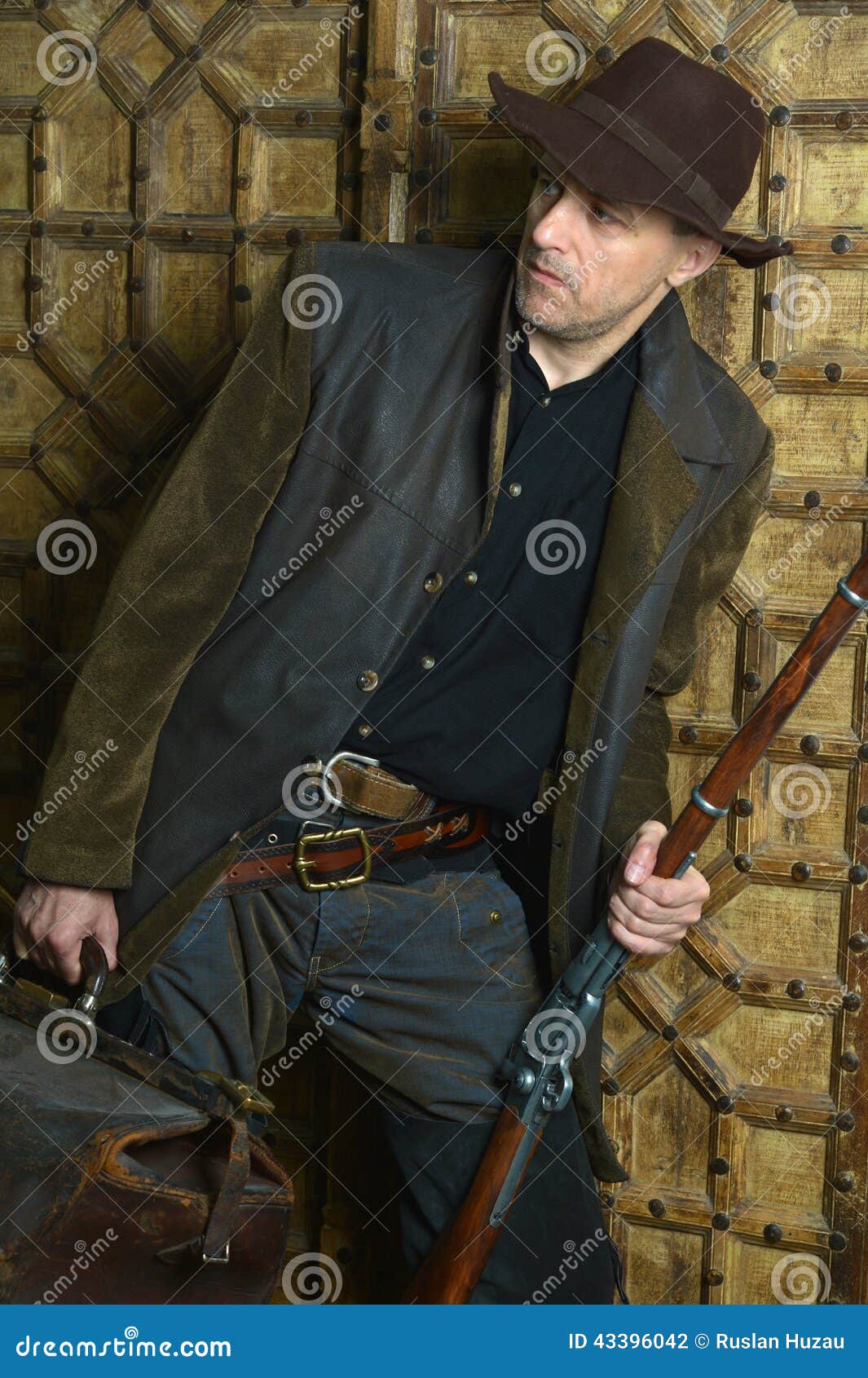 Bandit with gun stock photo. Image of valise, clothing - 43396042