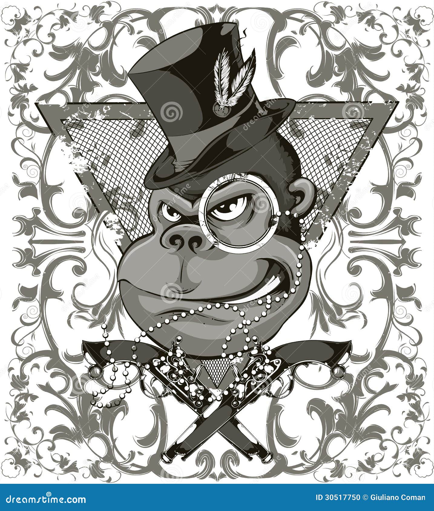 Bandit monkey stock vector. Illustration of elegant, black - 30517750