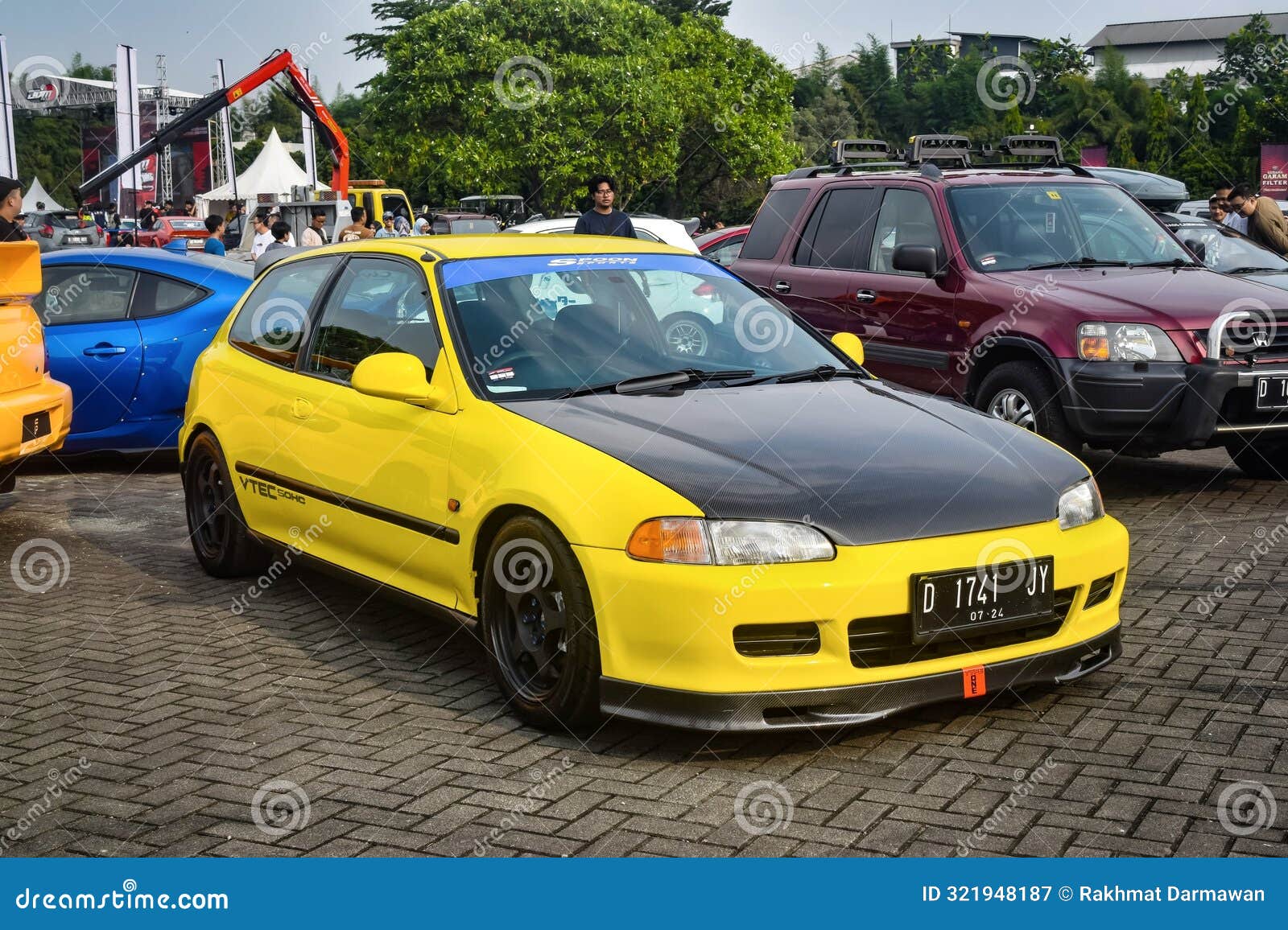 Modified Yellow Honda Civic EG6 Displayed in JDM Fest 2024 Outdoor Car ...