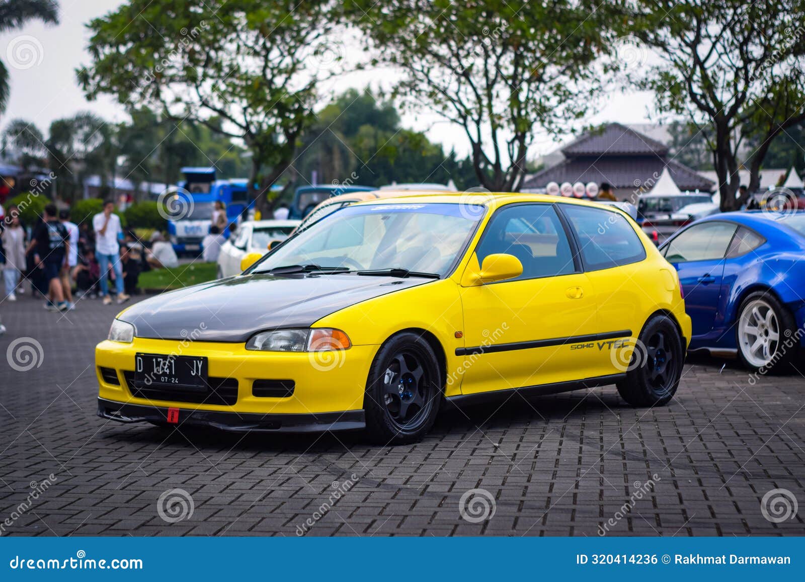 Modified Yellow Honda Civic EG6 Displayed in JDM Fest 2024 Outdoor Car ...