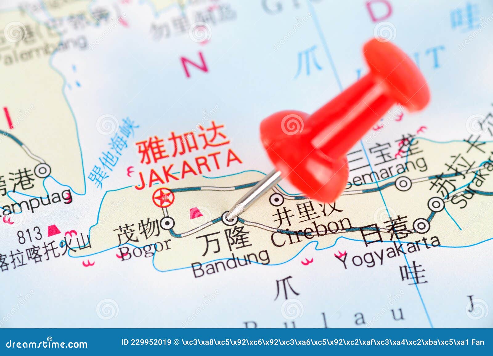 Bandung, an Indonesian City Marked on the Map Stock Image - Image of ...