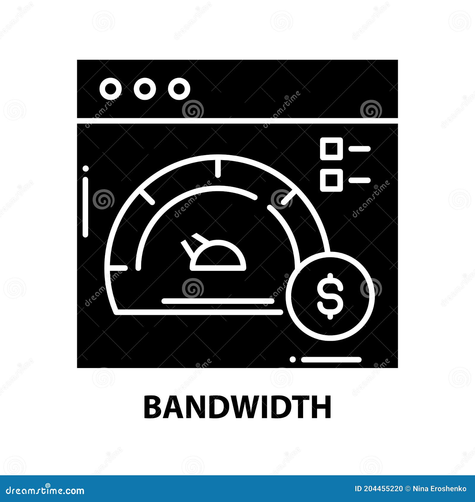 Bandwidth Icon, Black Vector Sign with Editable Strokes, Concept ...