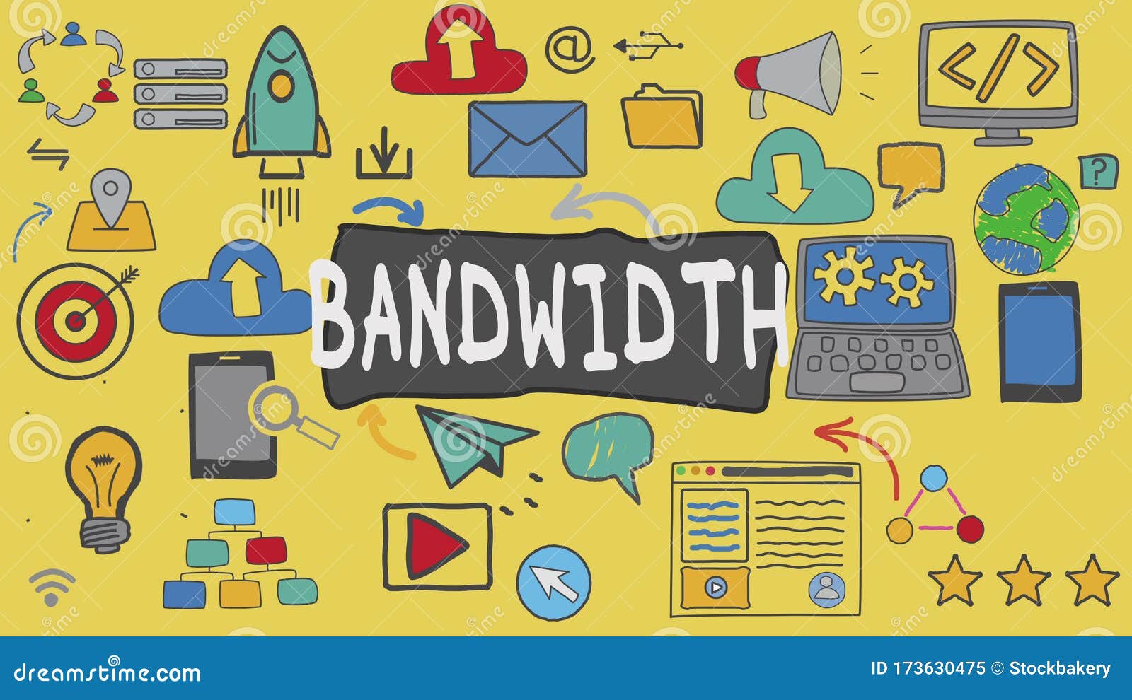 Bandwidth. Concept With Keyword, People And Icons. Flat Vector ...