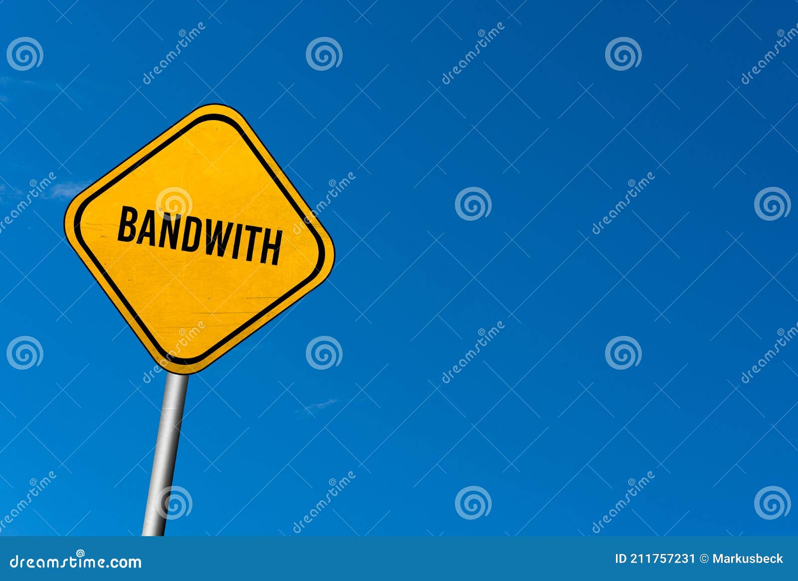 Bandwith - Yellow Sign with Blue Sky Stock Image - Image of ...