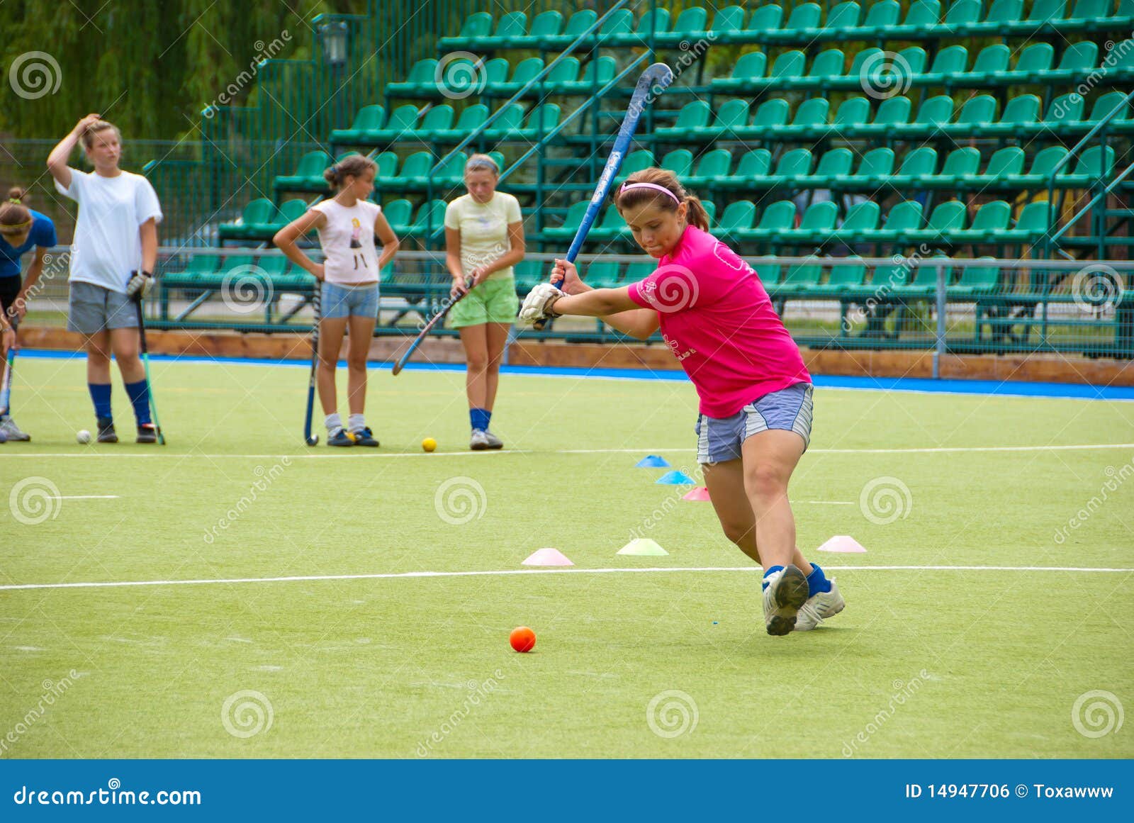 Bandy Girl Team Training on a Stadium Editorial Photo - Image of grass ...