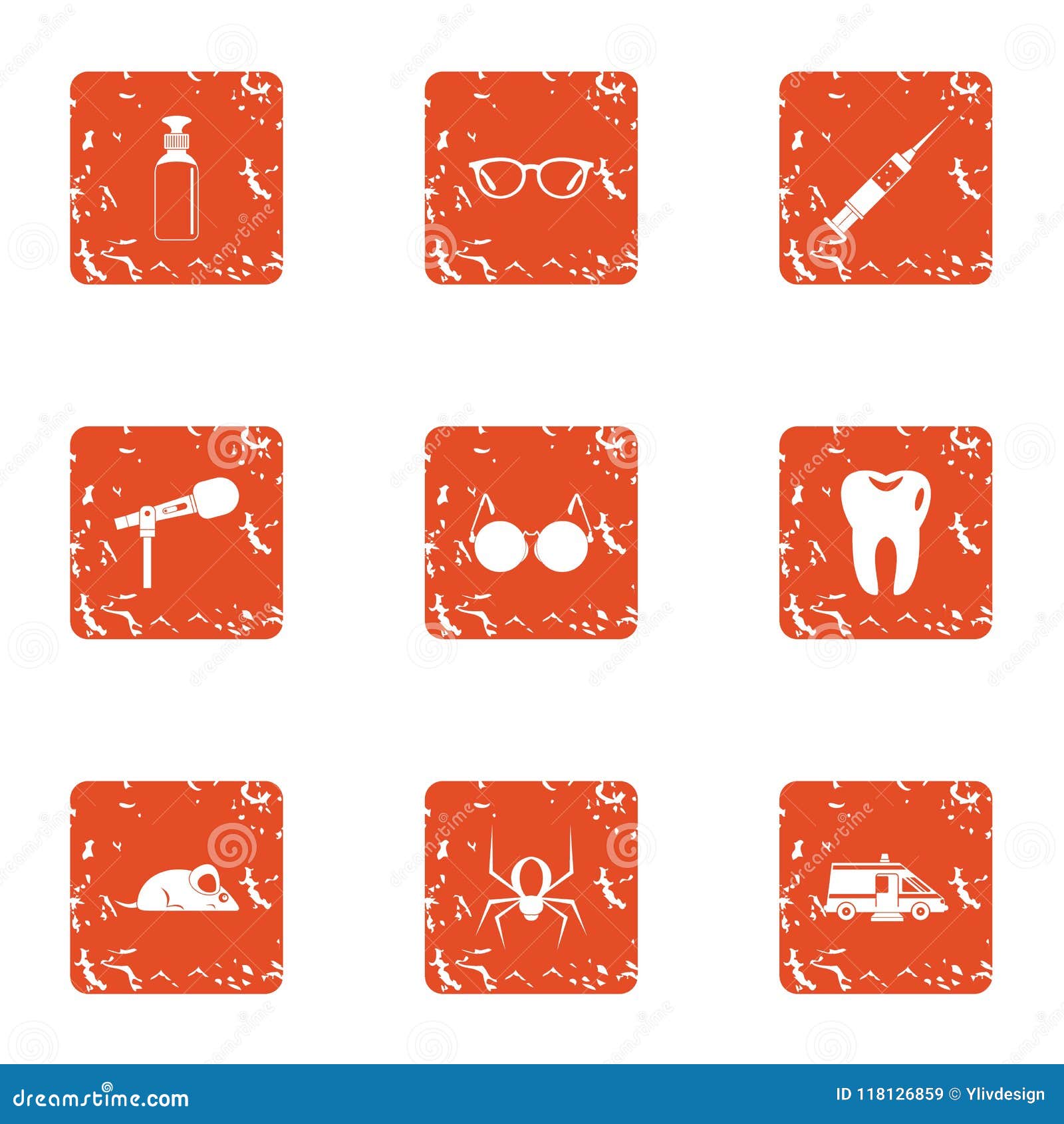 Bane Icons Set, Grunge Style Stock Vector - Illustration of disease ...