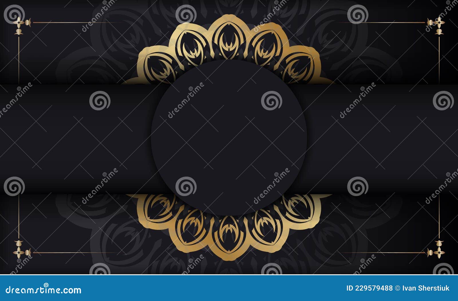 Baner in Black with a Luxurious Gold Pattern and a Place Under the Logo ...