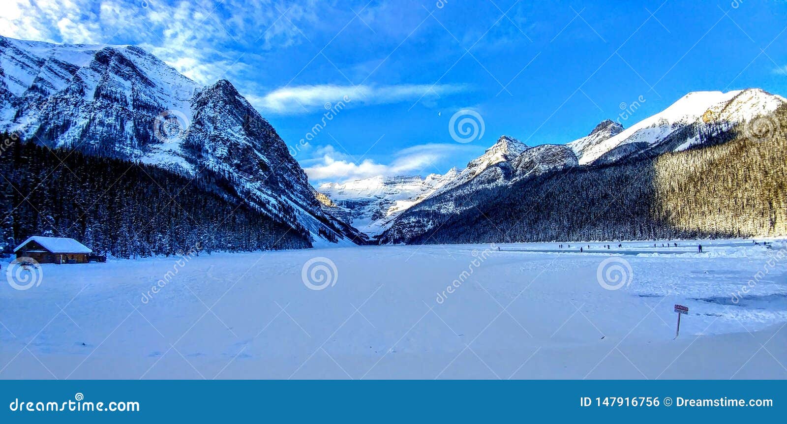 Banff frozen lake blue sky stock photo. Image of lake - 147916756