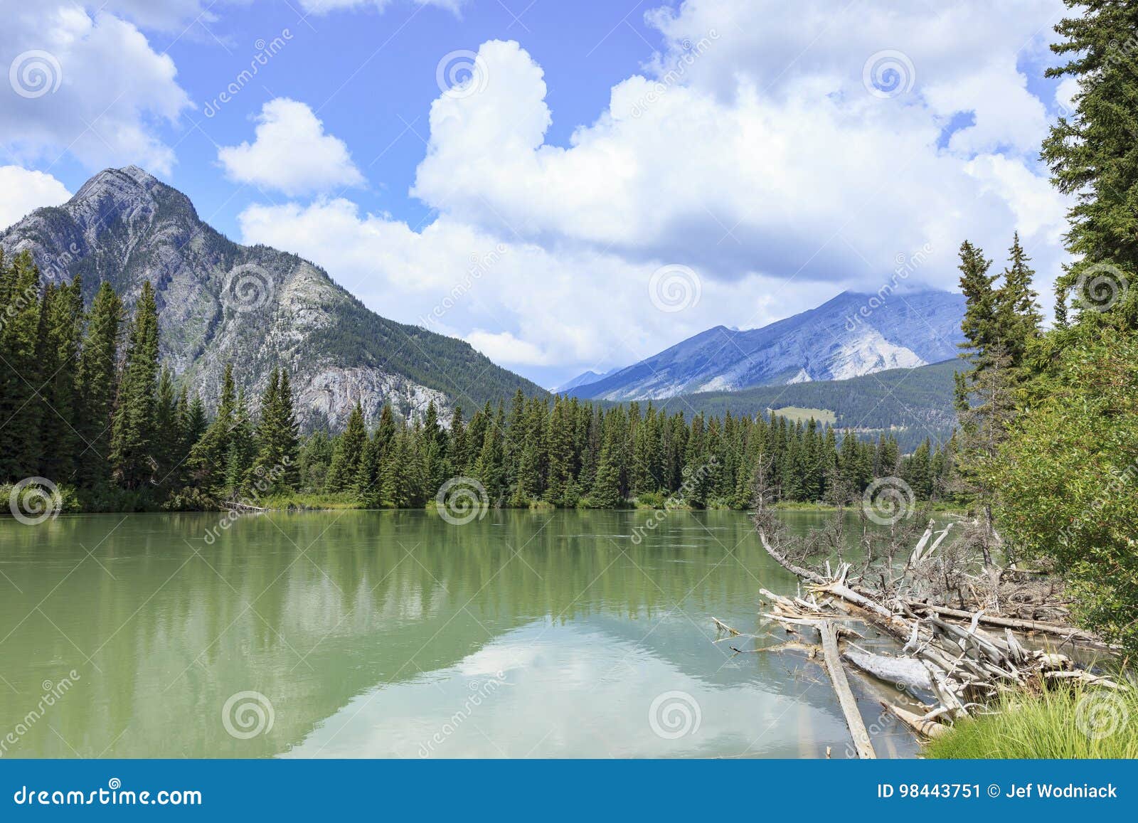 Banff River stock image. Image of season, cascade, green - 98443751