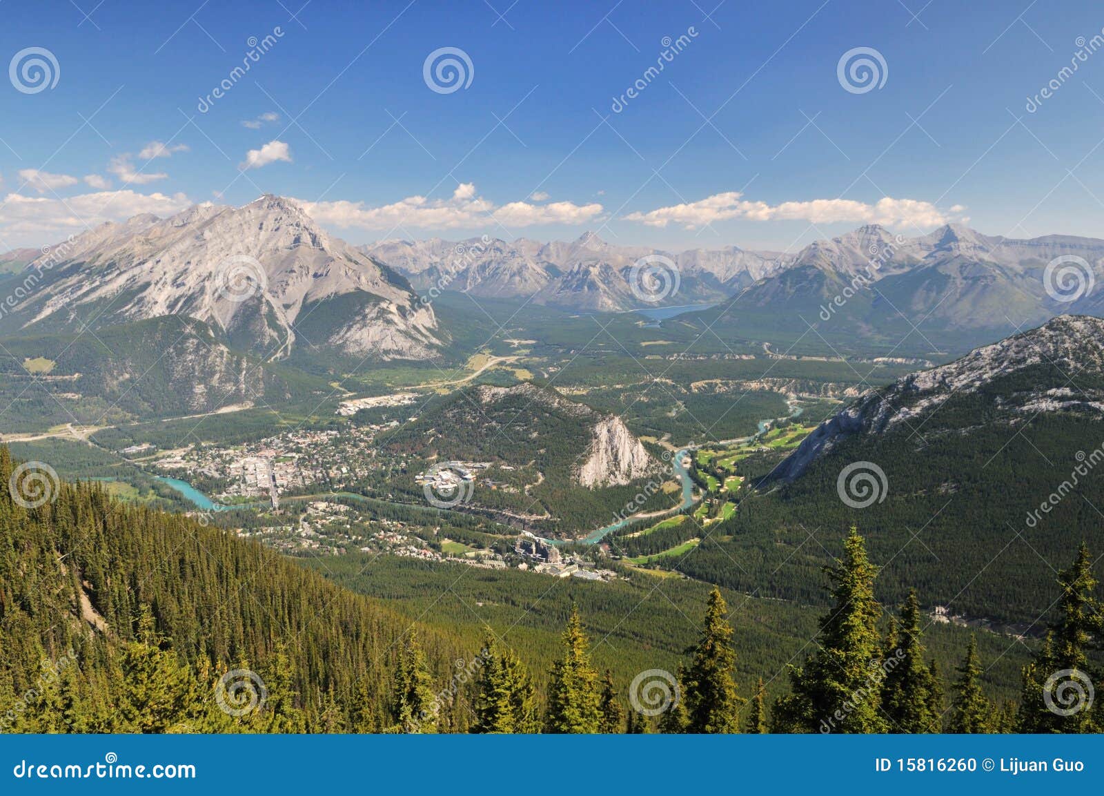 Banff Town and Surroundings Stock Photo - Image of aeroview, landscape ...