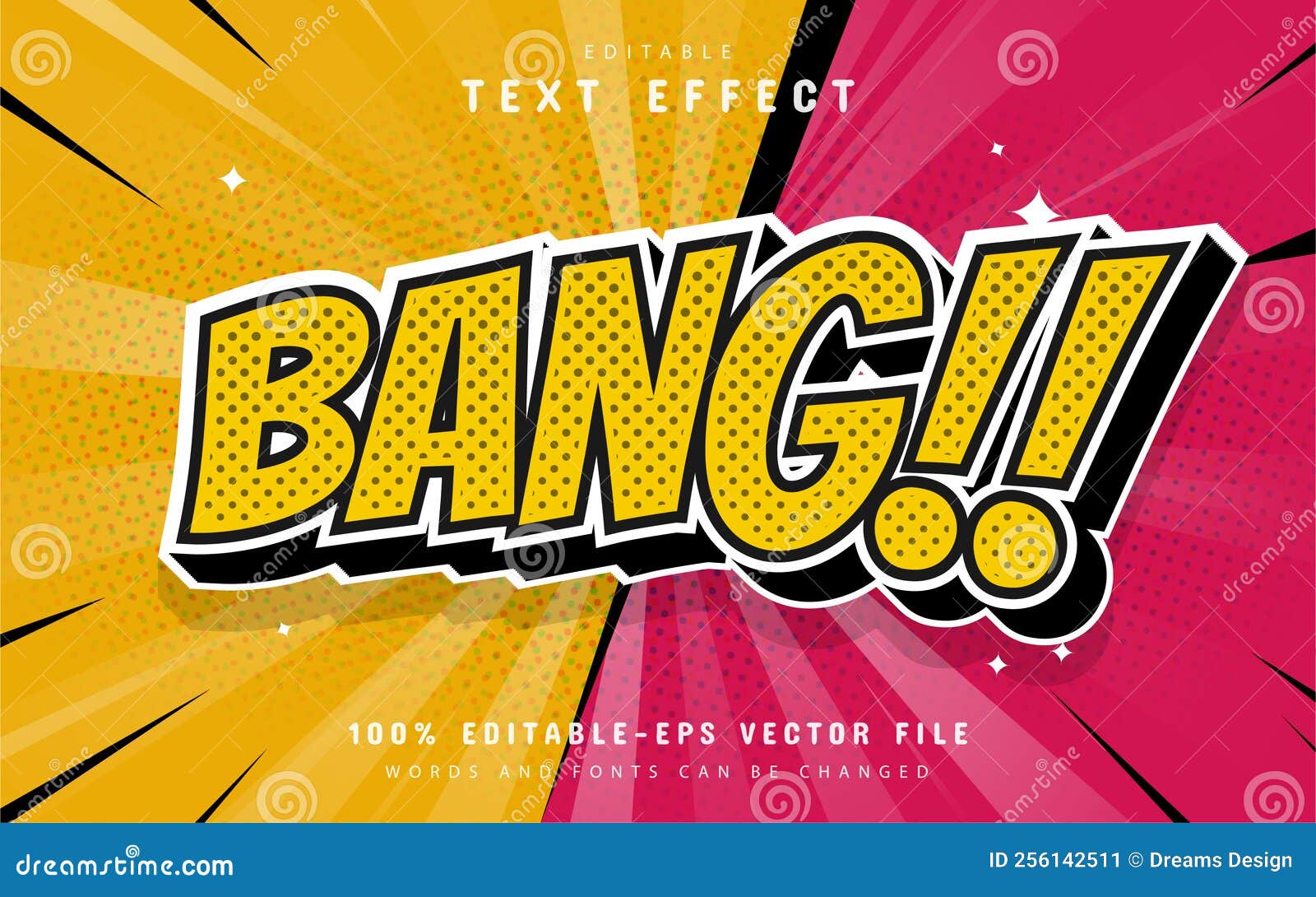 Bang Comic Text Effect Editable Stock Vector - Illustration of colorful ...