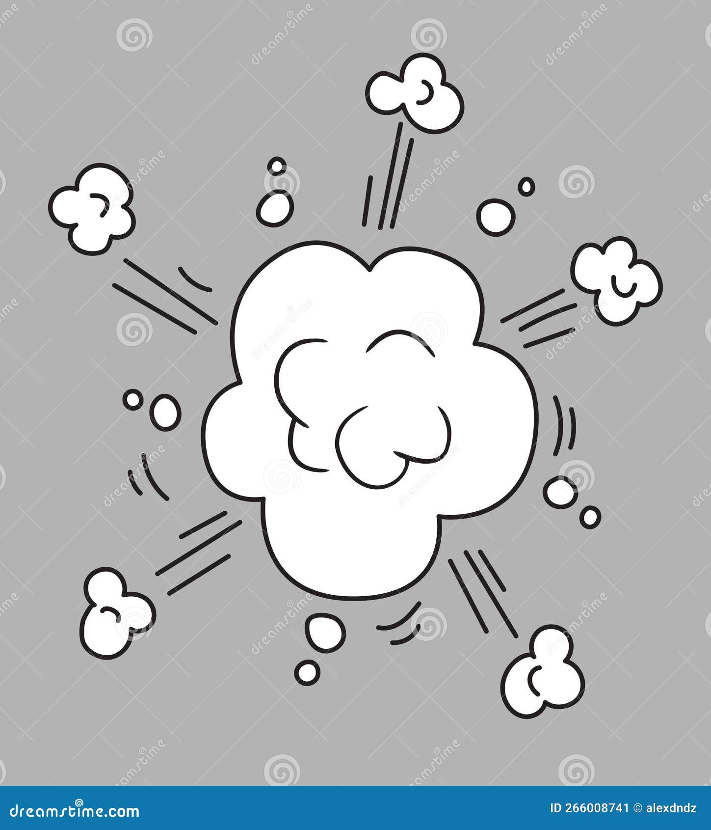 Bang or Explosion Effect with Big White Cloud and Small Shapes Isolated ...