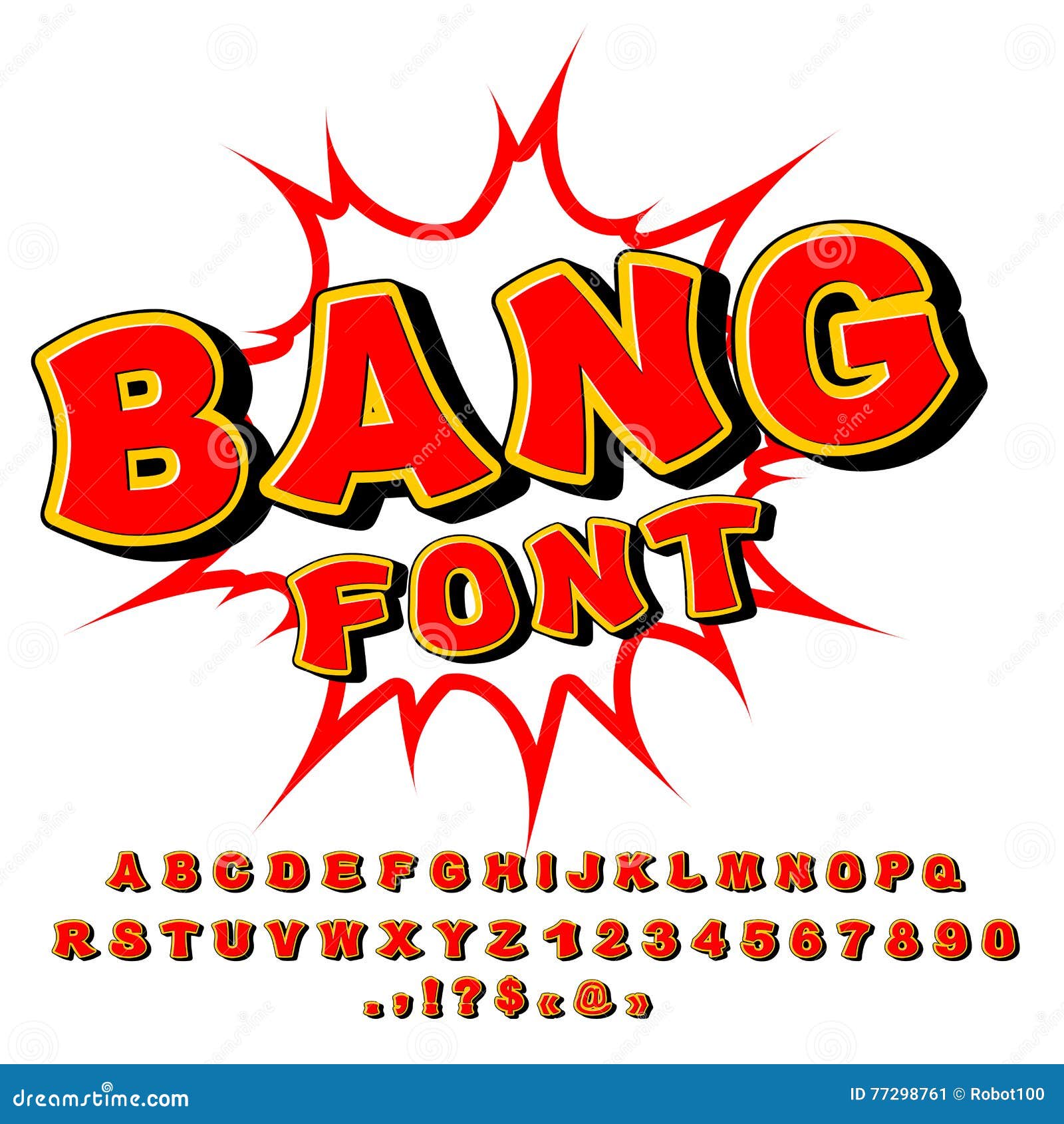 Bang Font. Comic Alphabet. Bright Cartoon ABC Stock Vector ...