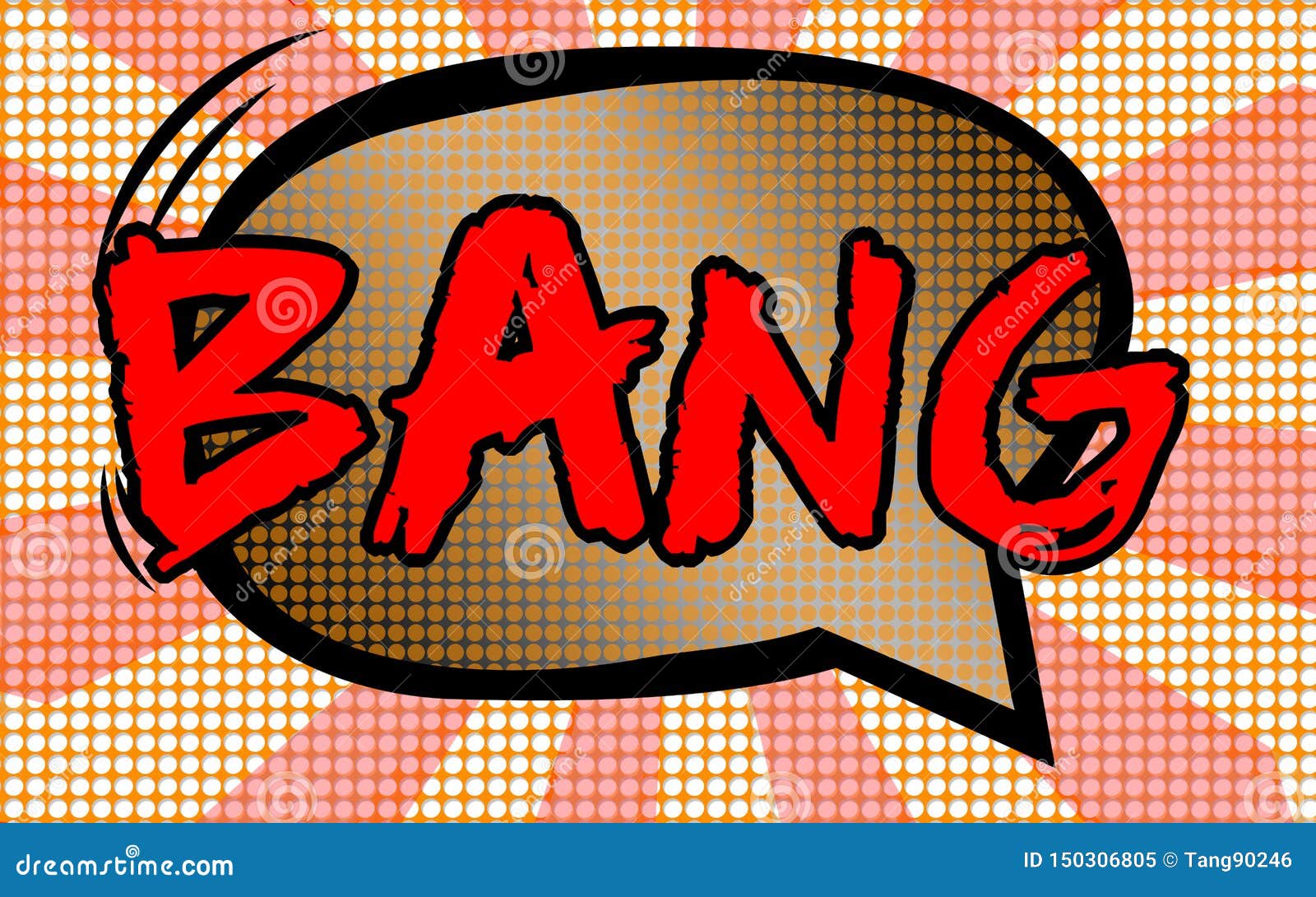 BANG Text On Old Scroll Paper Drawing Illustration Royalty-Free Cartoon ...