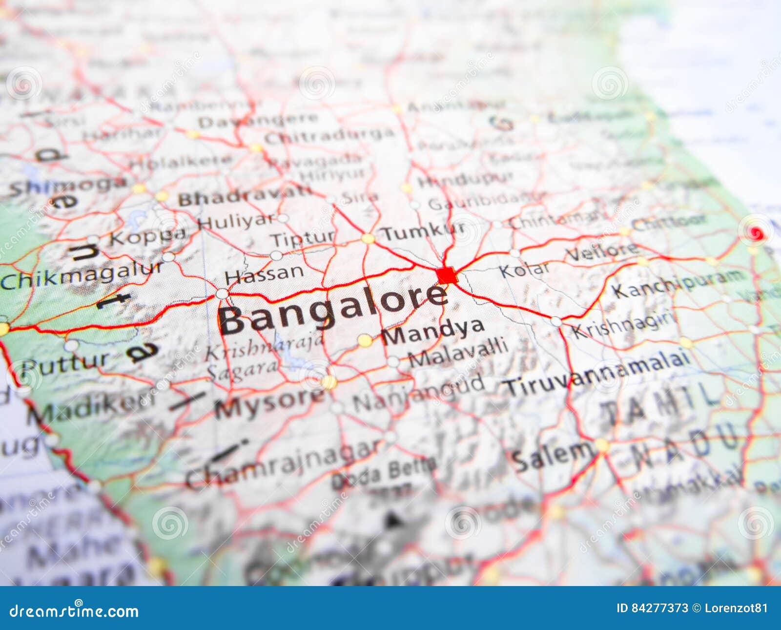 Bangalore City Over a Road Map India Stock Image - Image of bangalore ...